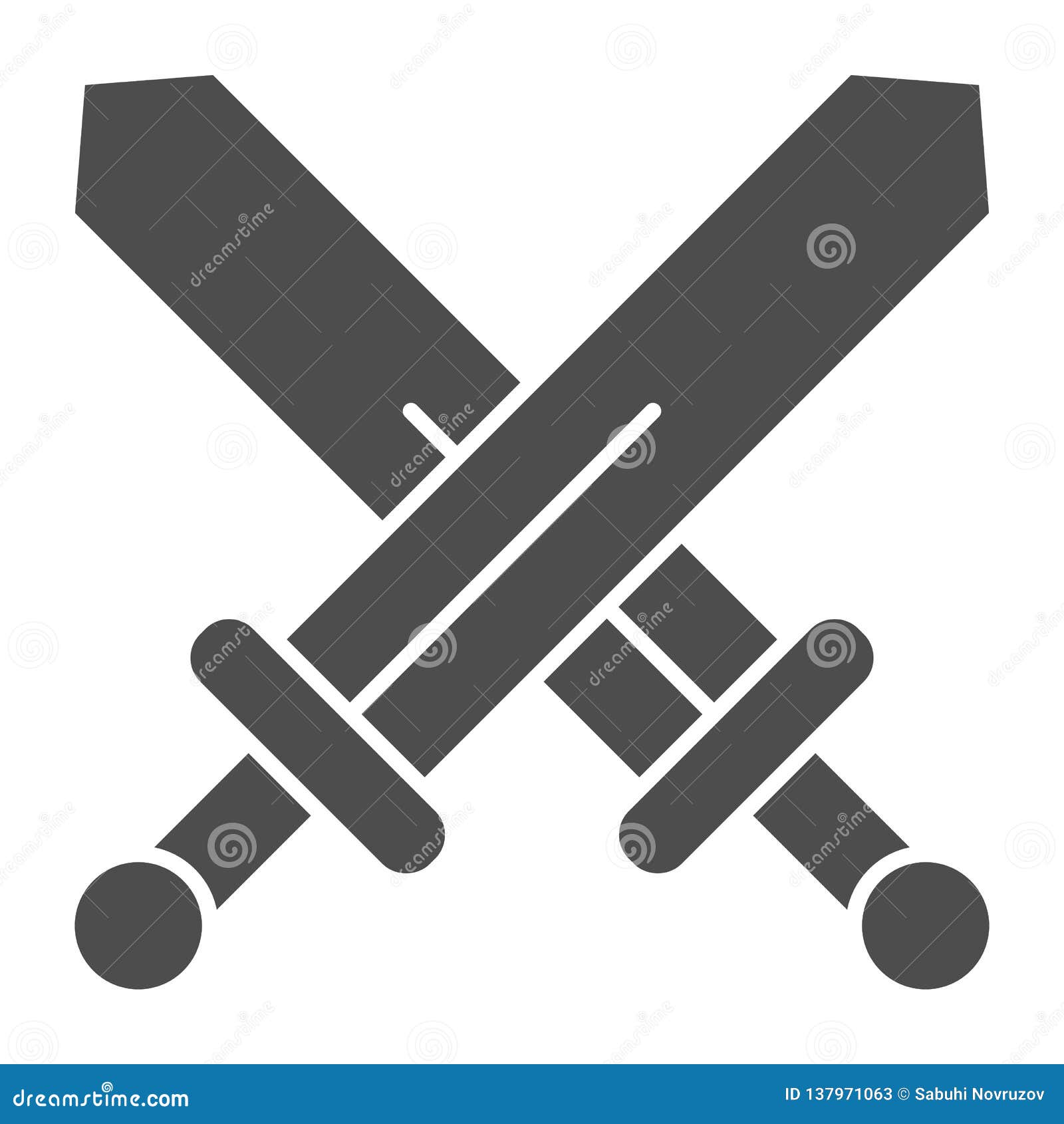 Swords Solid Icon. Blades Crossed Vector Illustration Isolated on White ...