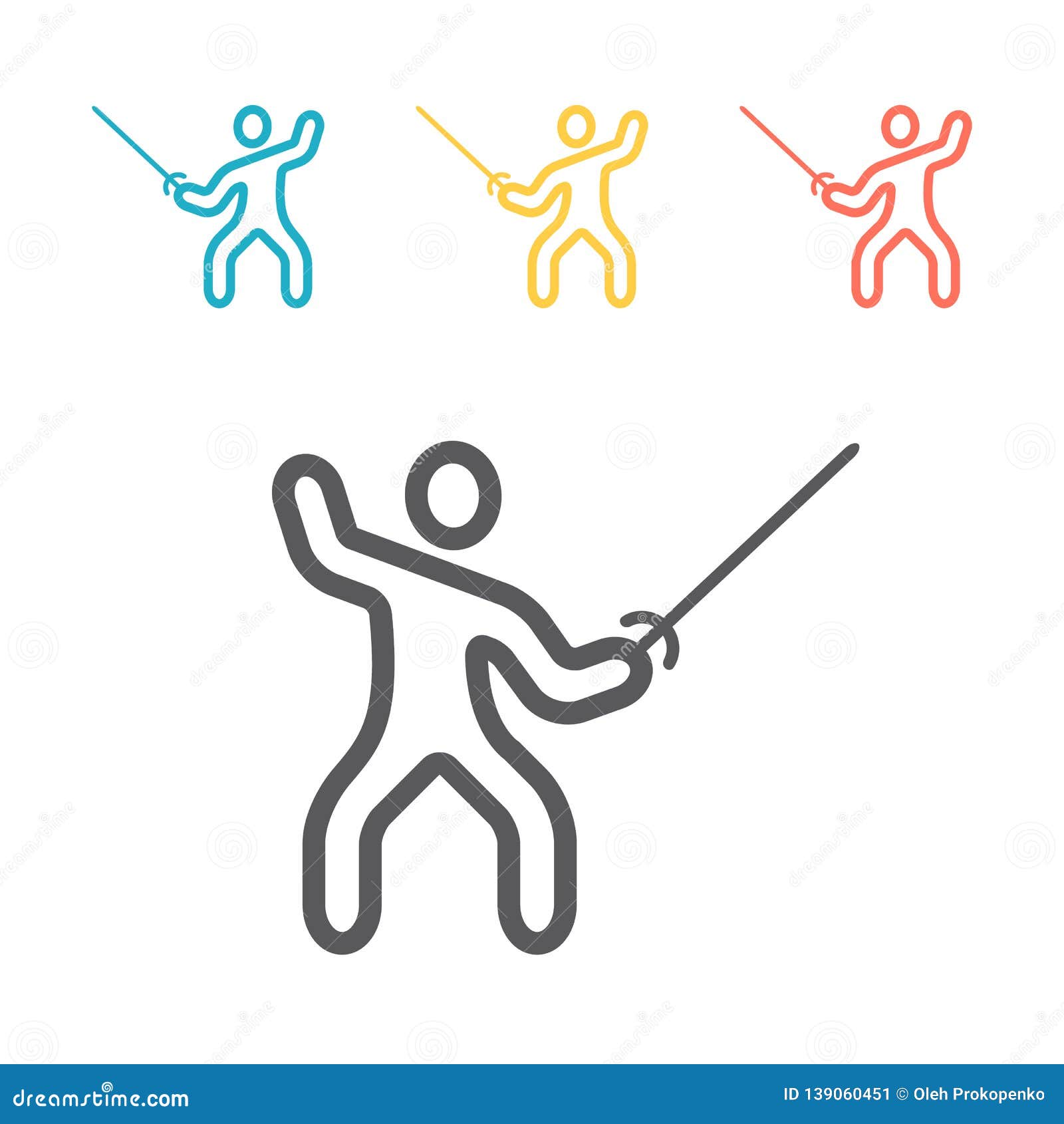 Swordsman Line Icon. Vector Sign for Web Graphics. Stock Vector ...