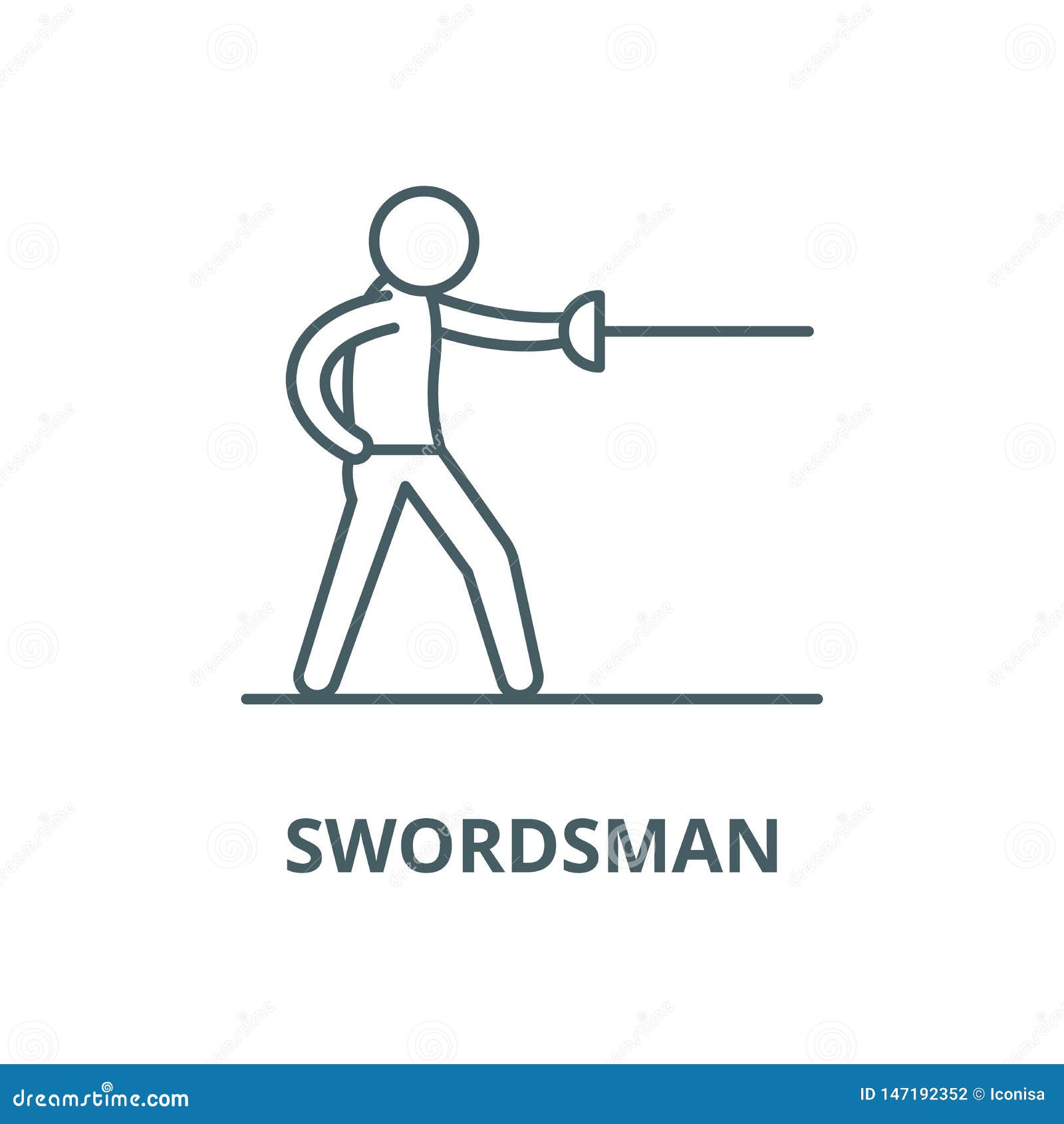 Swordsman Vector Line Icon, Linear Concept, Outline Sign, Symbol Stock ...