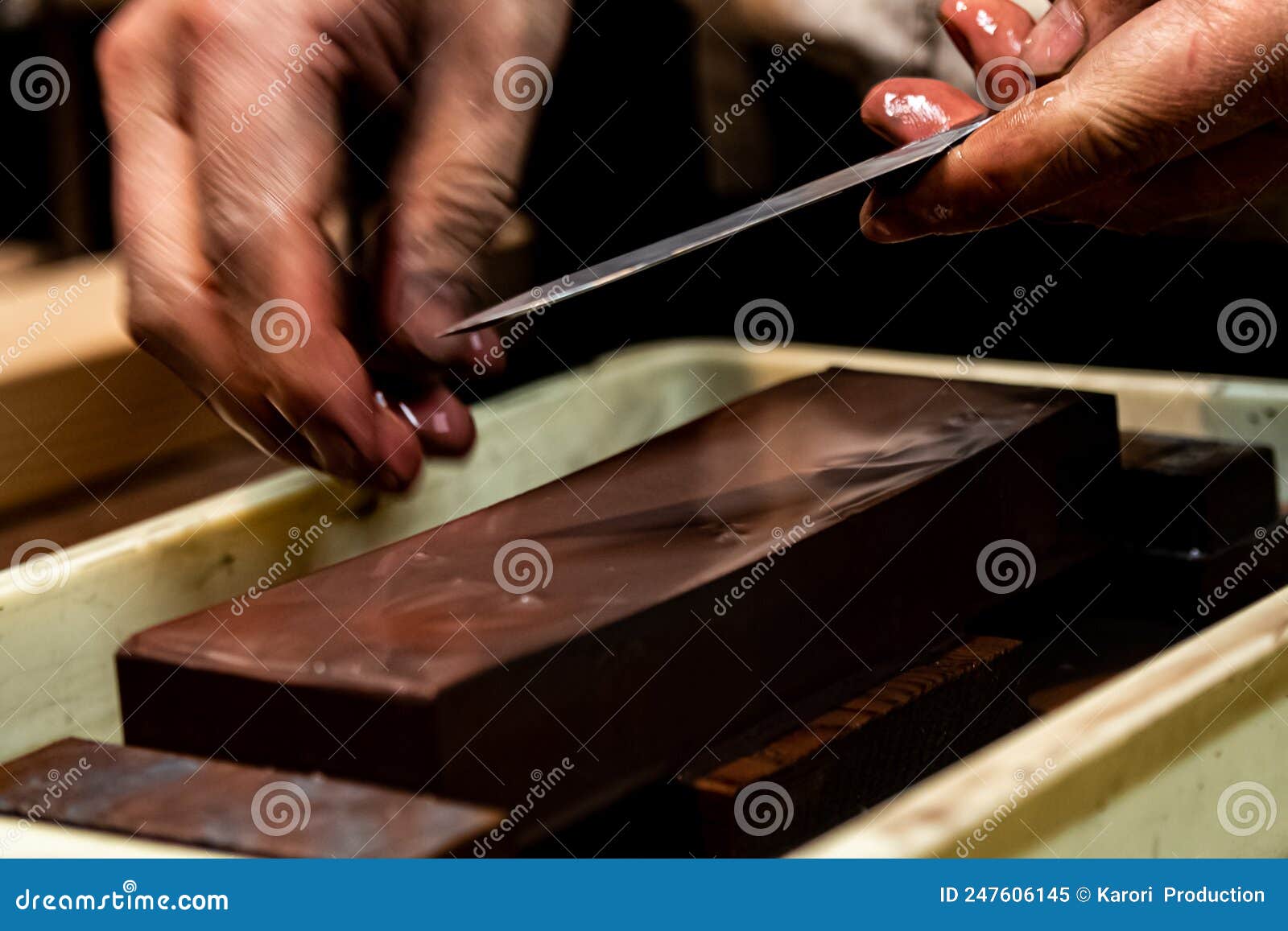 Swordsmith is Checking Sharpness of Blade of Small Katana Stock Image ...