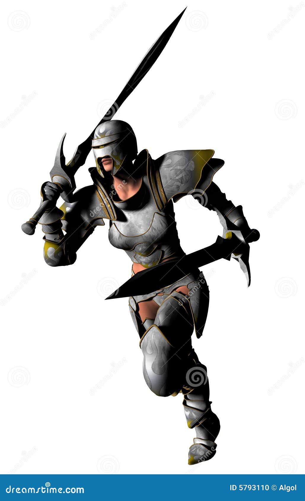 Swordswoman Runs stock illustration. Illustration of fantasy - 5793110