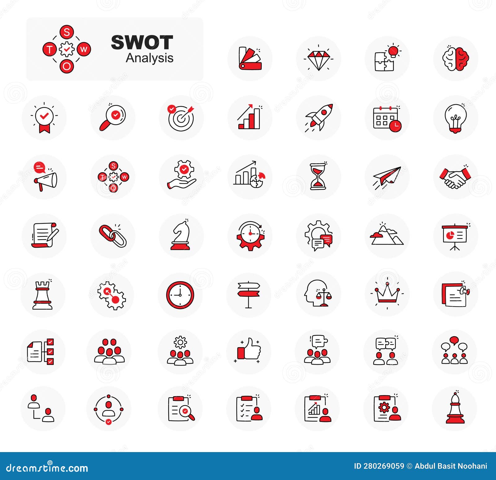 Colorful SWOT Analysis Icons. Vector Editable Stroke Icons. Stock ...