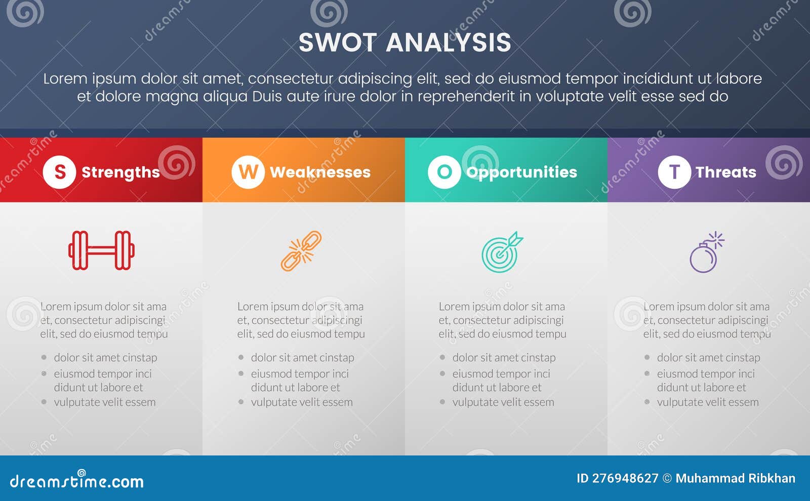 Swot Analysis Concept with Big Box Table Information for Infographic ...