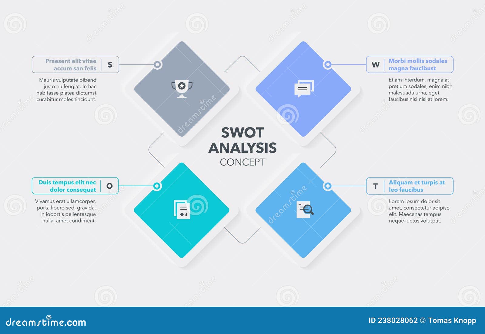 Swot Analysis Concept with Four Steps and Place for Your Description ...