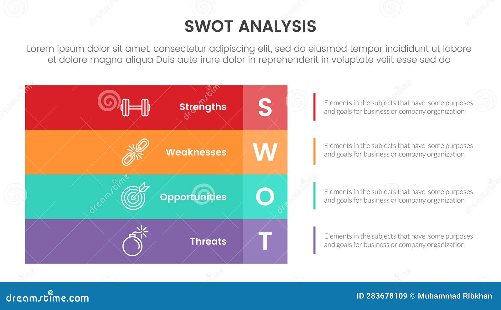 Swot Analysis Concept with for Infographic Template Banner with Big ...
