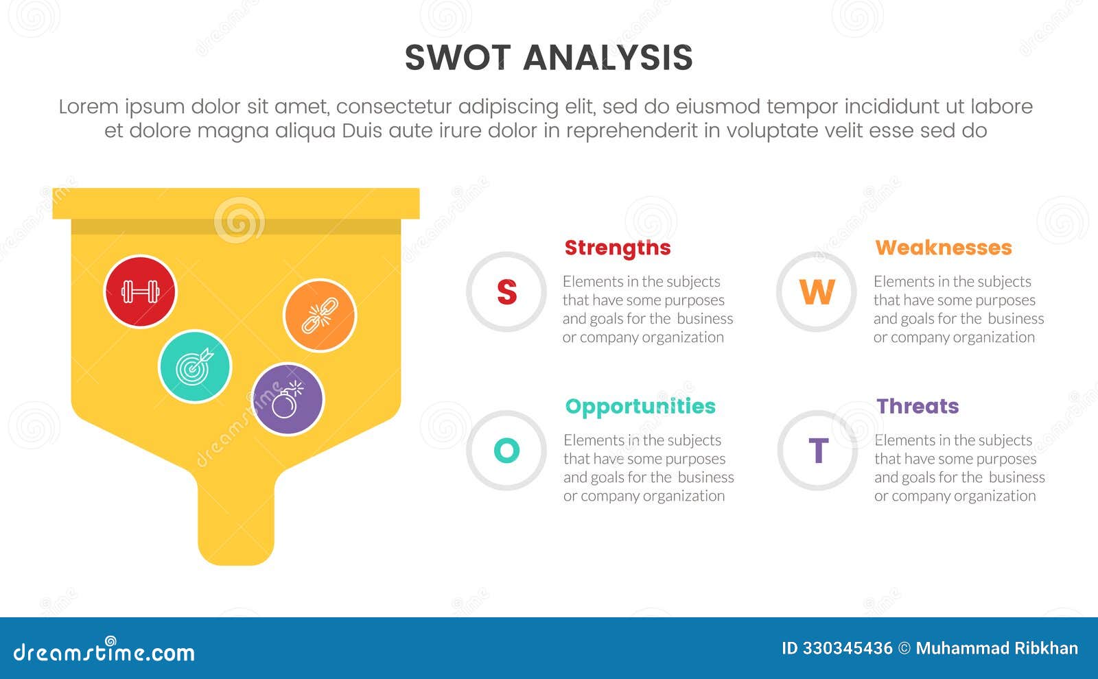 Swot Analysis Concept Infographic Template Banner with Bold Funnel Box ...
