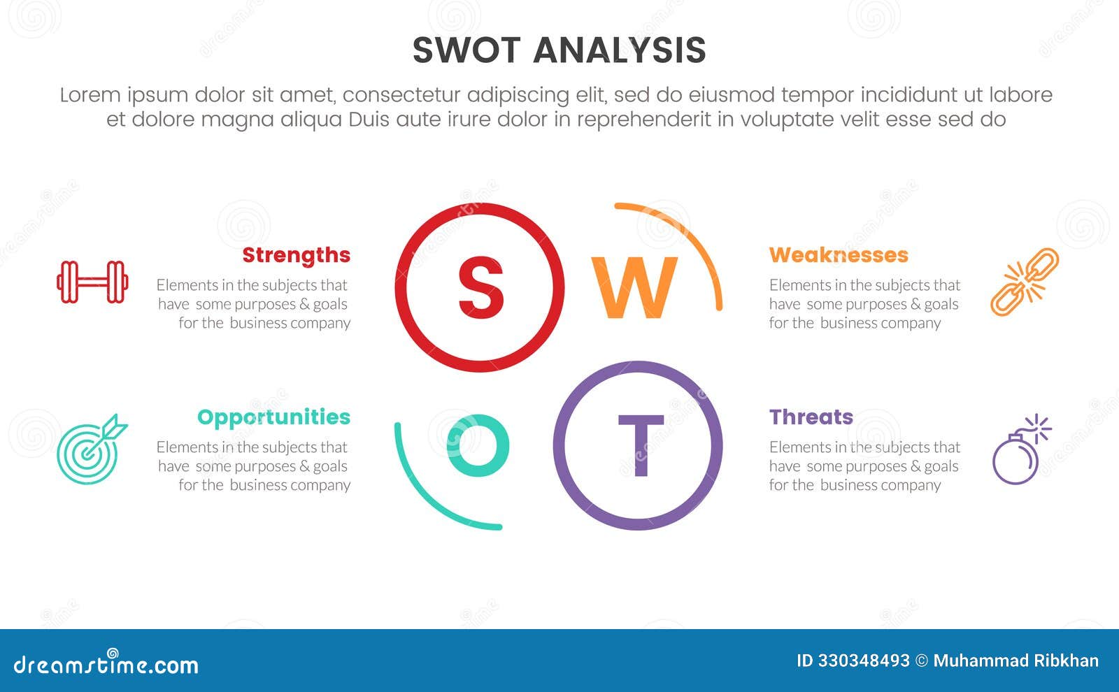 Swot Analysis Concept Infographic Template Banner with Creative Circle ...
