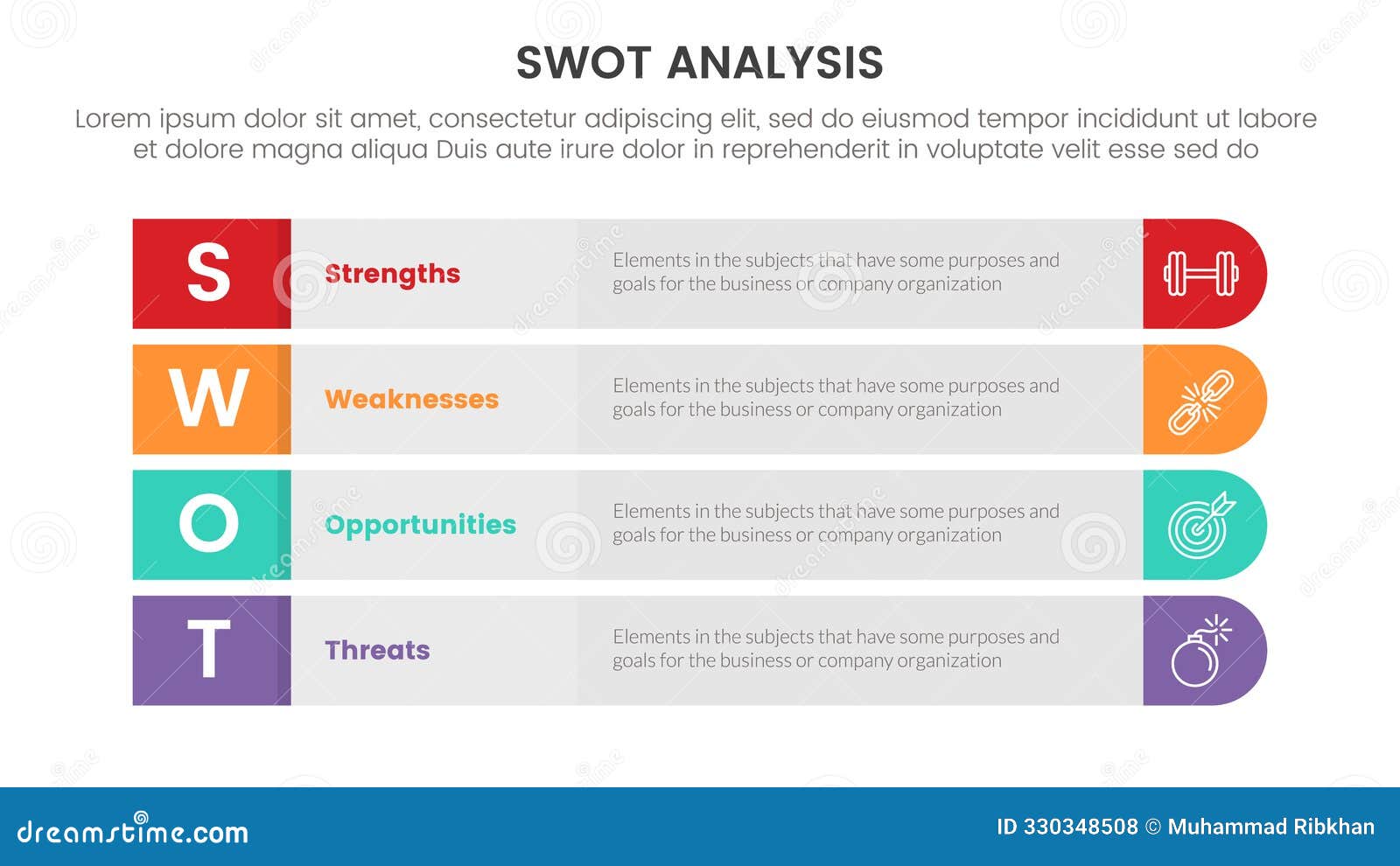 Swot Analysis Concept Infographic Template Banner with Long Round ...