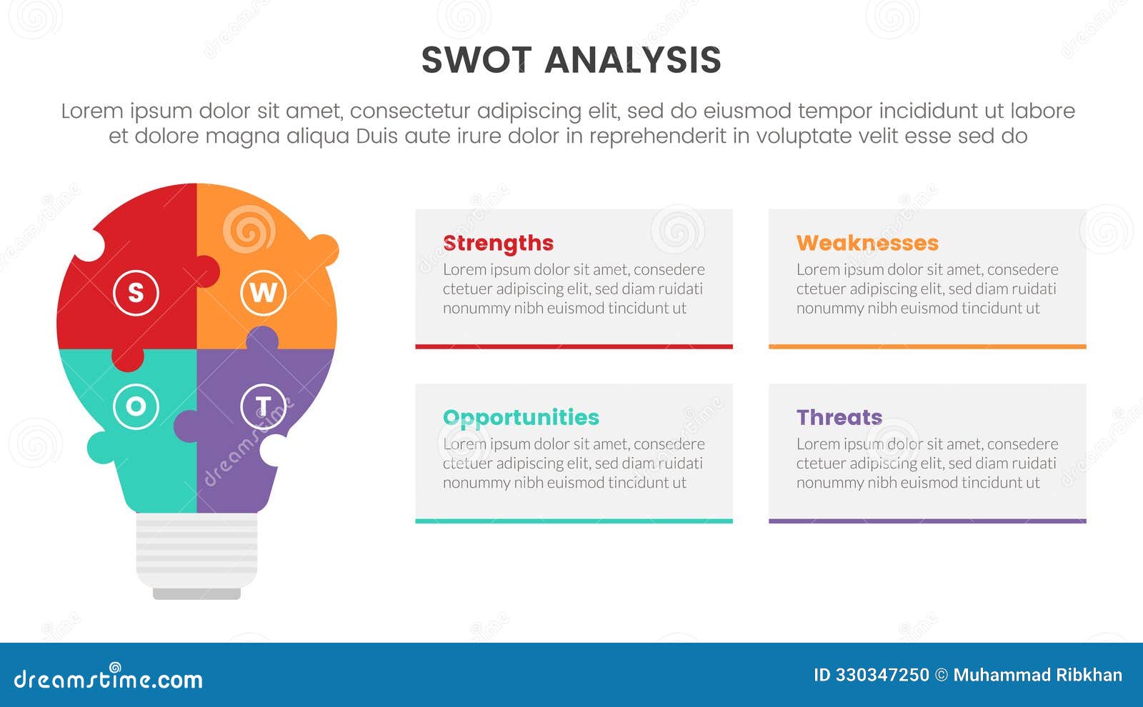 Swot Analysis Concept Infographic Template Banner with Puzzle Jigsaw ...