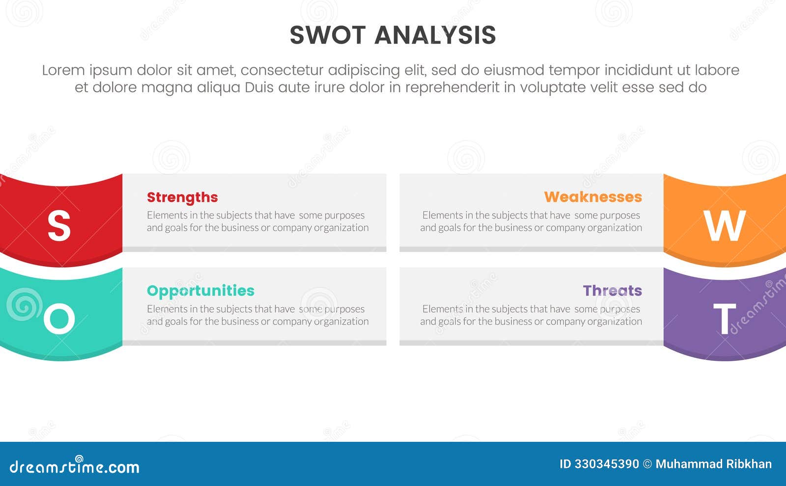 Swot Analysis Concept Infographic Template Banner with Rectangle Box ...