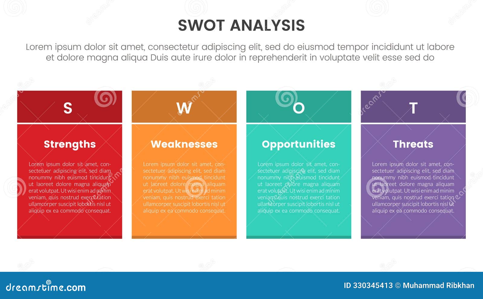 Swot Analysis Concept Infographic Template Banner with Rectangle Table ...