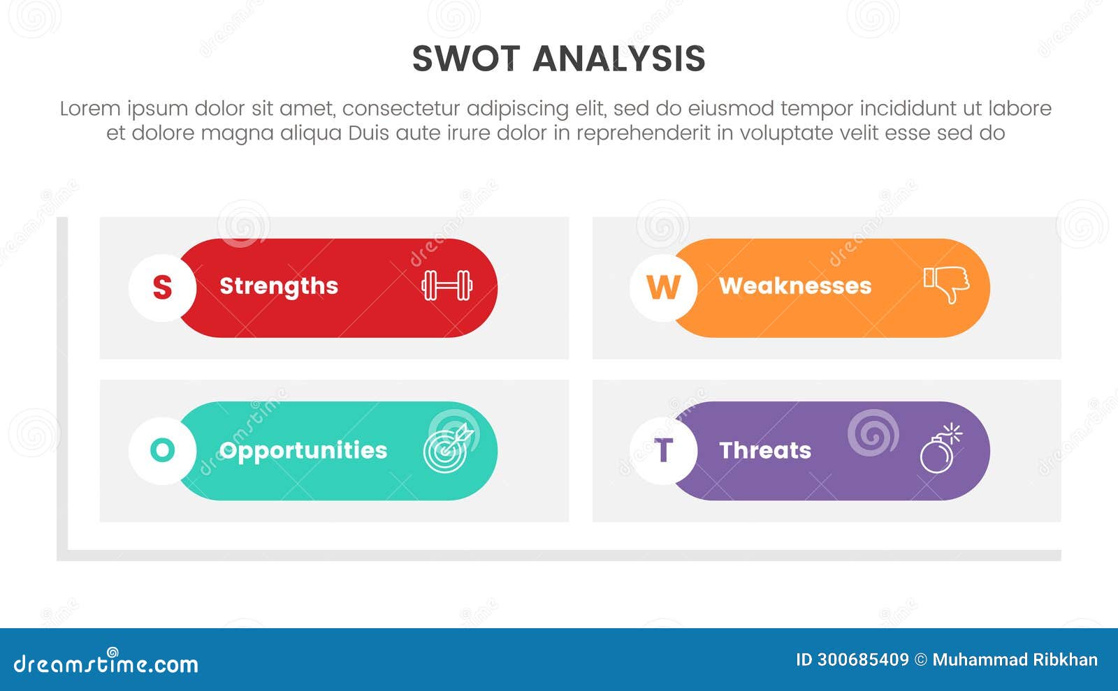 Swot Analysis Concept with for Infographic Template Banner with Round ...