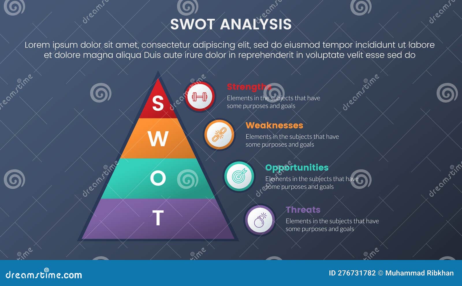 Swot Analysis Concept with Pyramid Right Side for Infographic Template ...