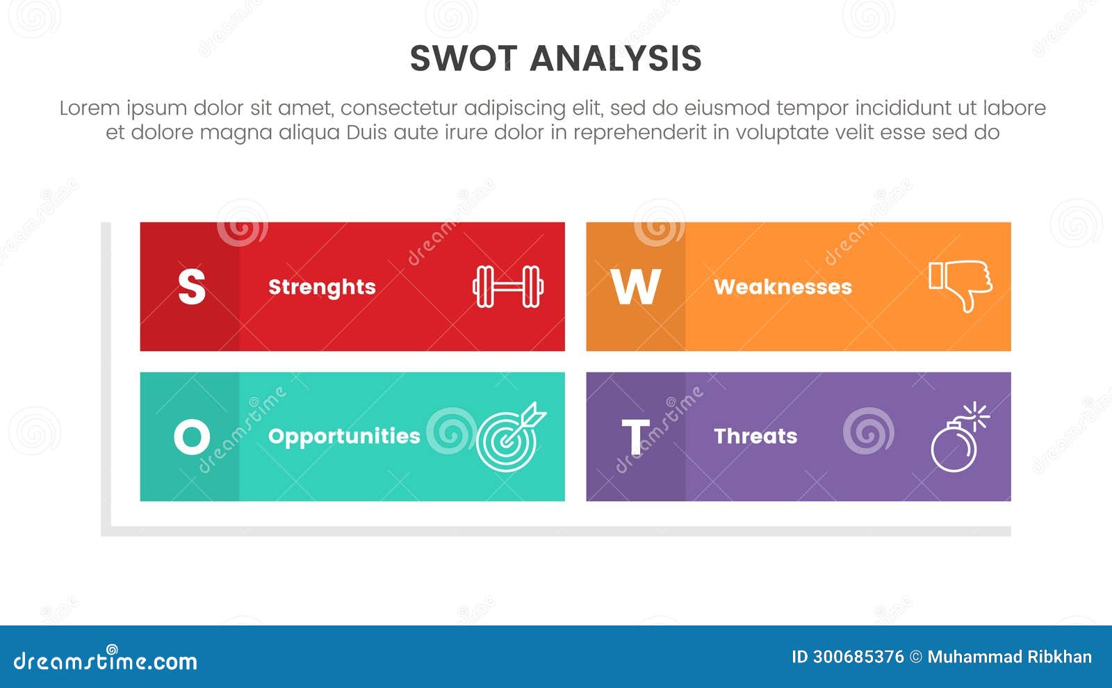 Swot Analysis Concept with Rectangle Matrix Structure Shape for ...