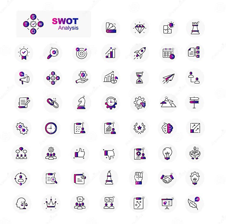 SWOT Analysis Icons Set for Your Projects. Vector Editable Stroke Icons ...