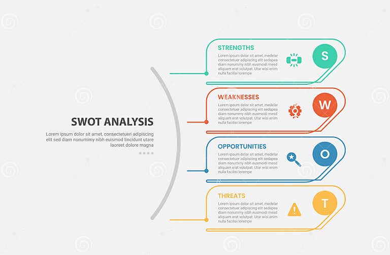 SWOT Analysis Infographic Outline Style with 4 Point Template with ...