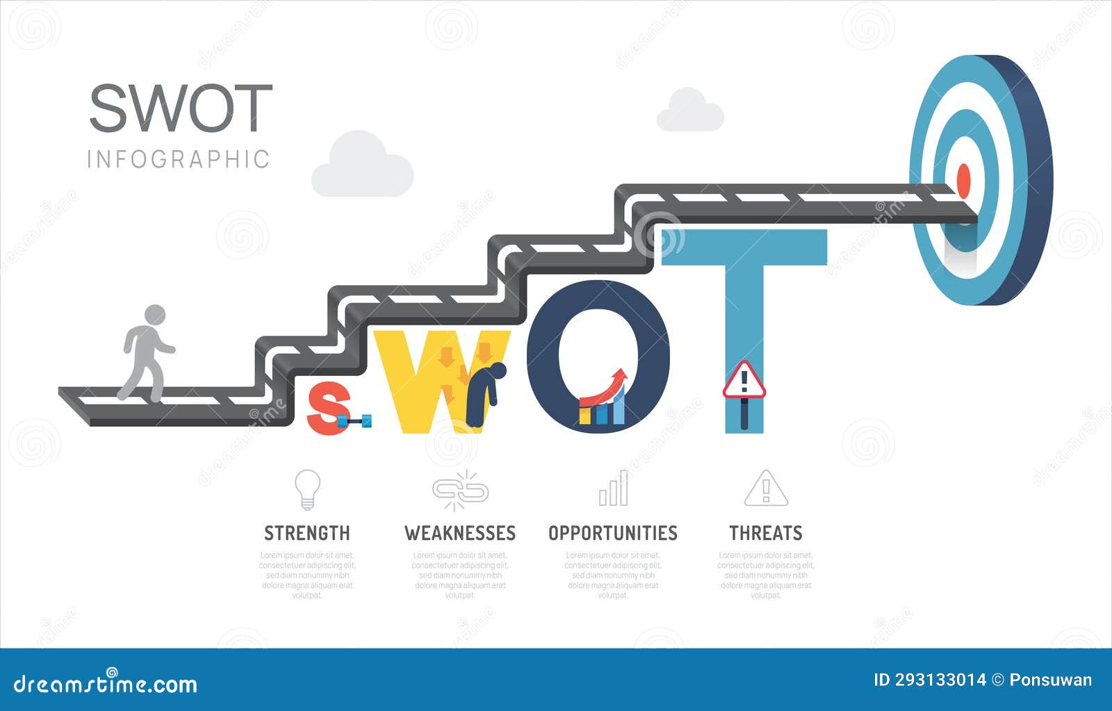 Swot Analysis Infographic Template Diagram. Chart and Icons with 4 ...