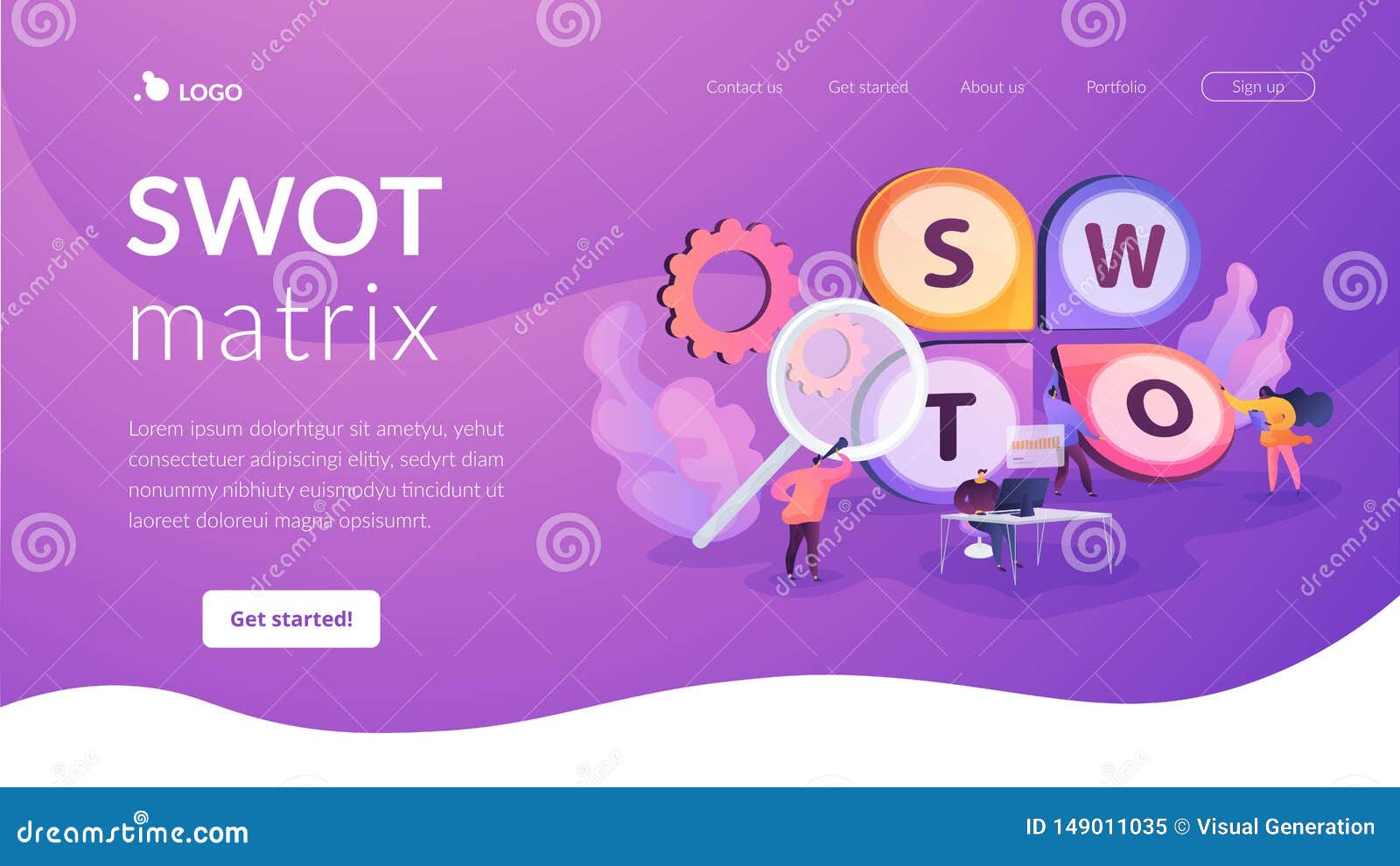 SWOT Analysis Landing Page Template. Stock Vector - Illustration of ...