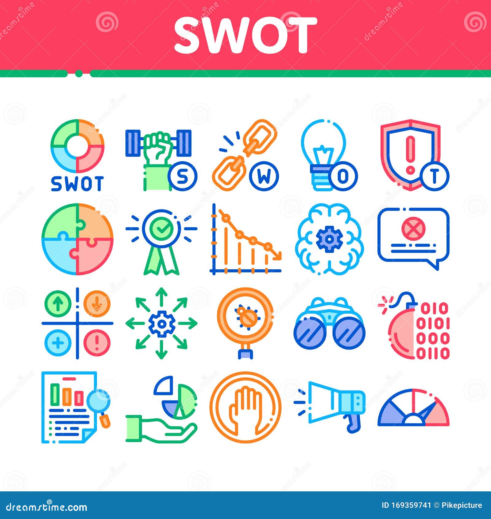 Swot Analysis Strategy Collection Icons Set Vector Stock Vector ...