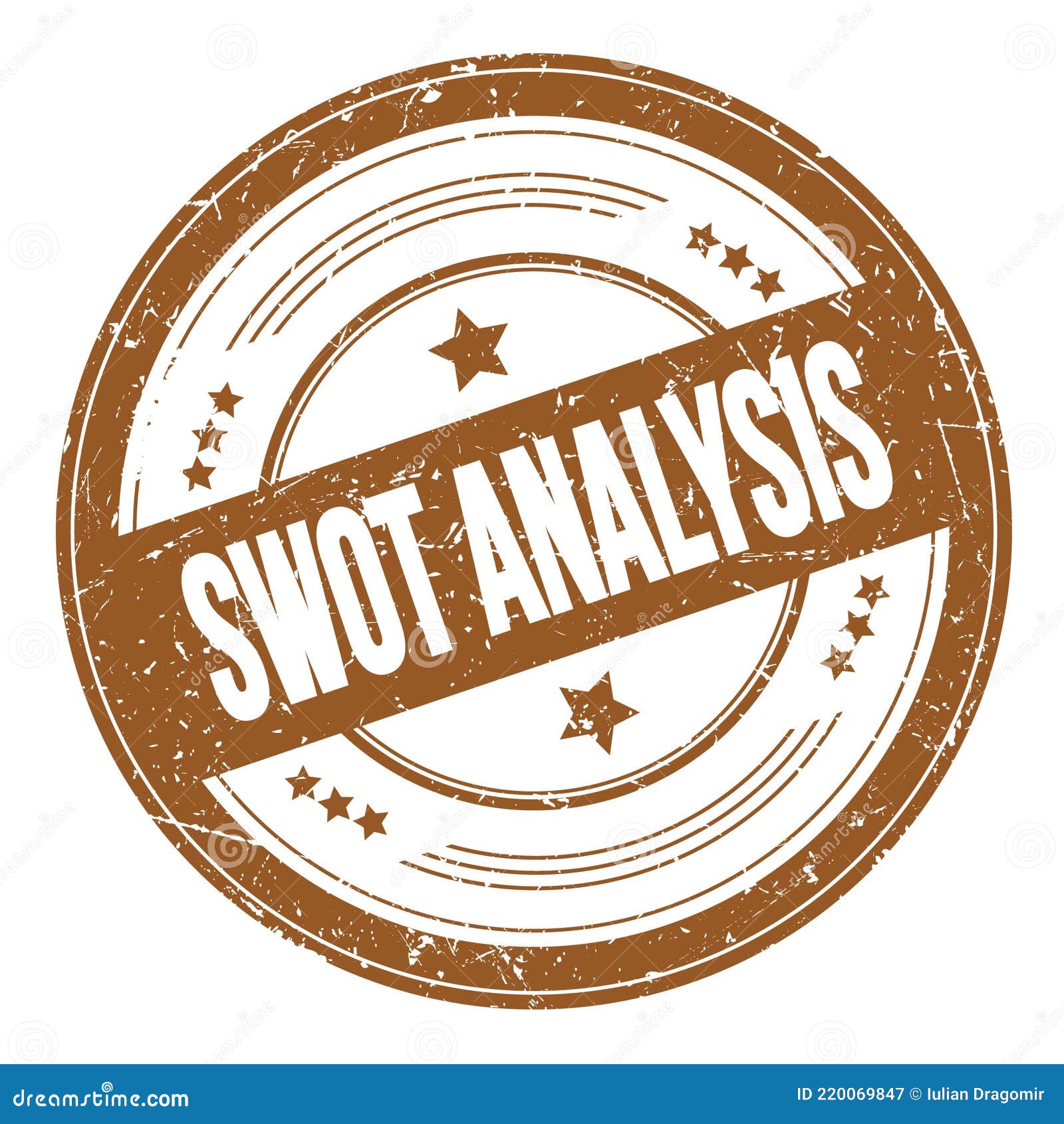 SWOT ANALYSIS Text on Brown Round Grungy Stamp Stock Illustration ...