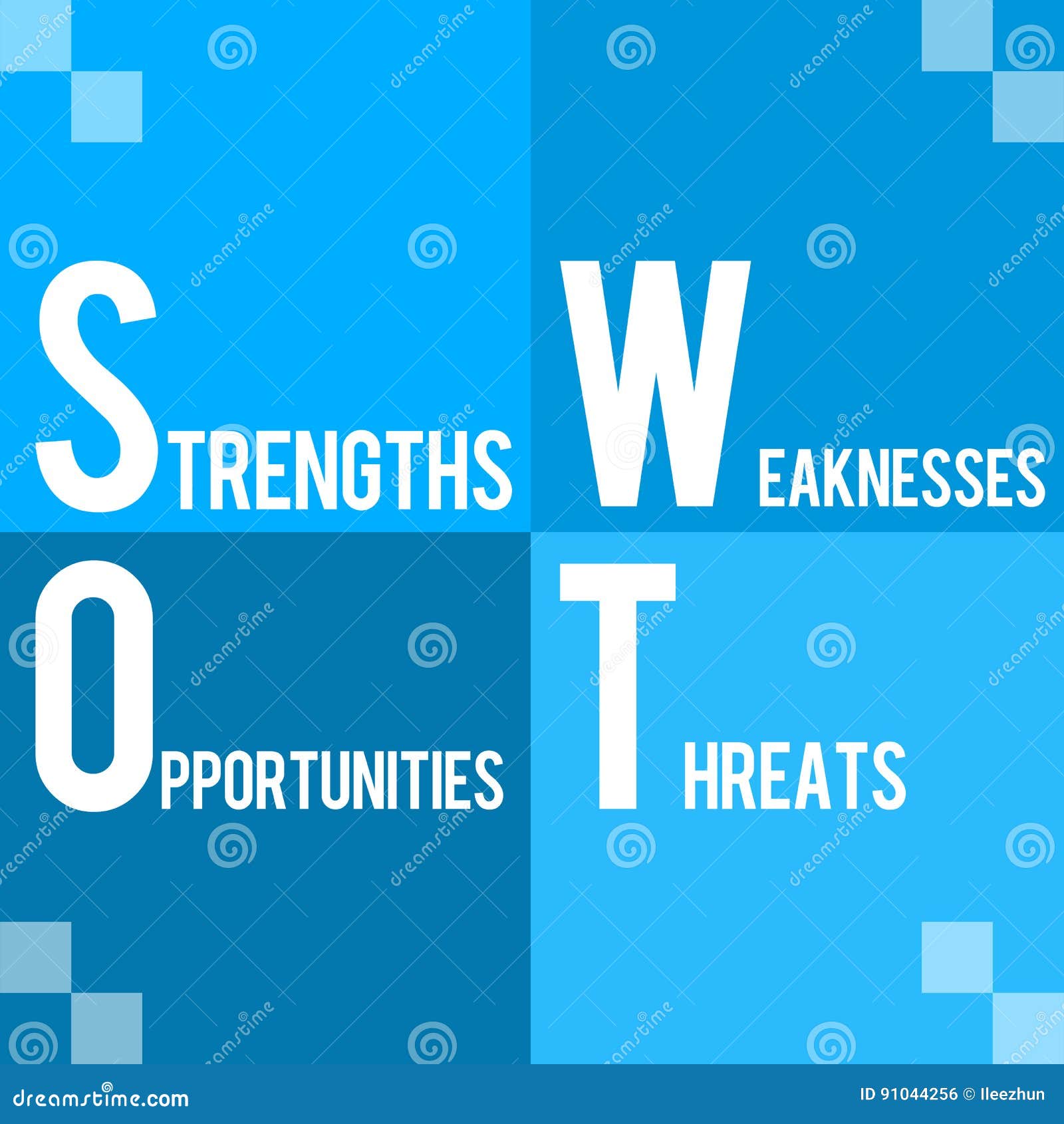 SWOT Blue Four Blocks stock illustration. Illustration of strategy ...