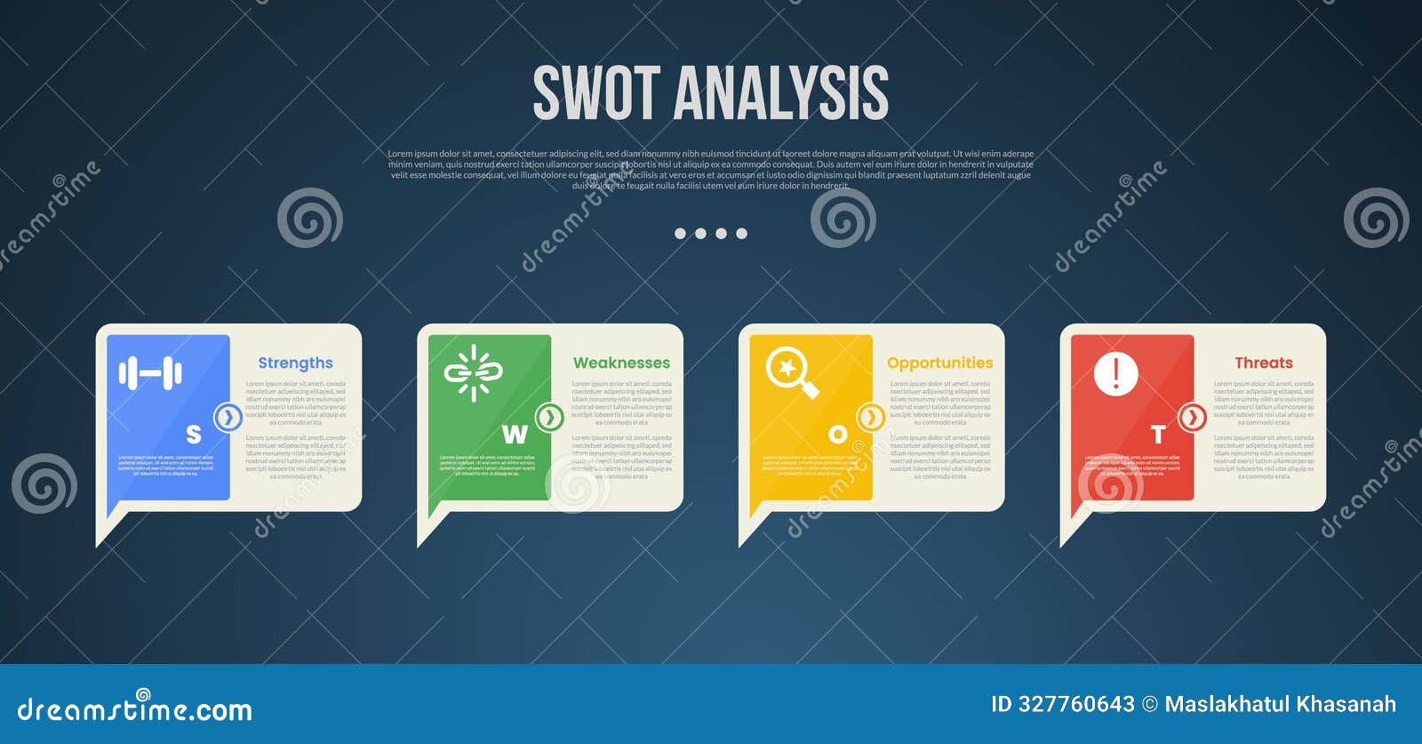SWOT Dark Analysis Infographic Layout Te,plate With Quadrants For ...