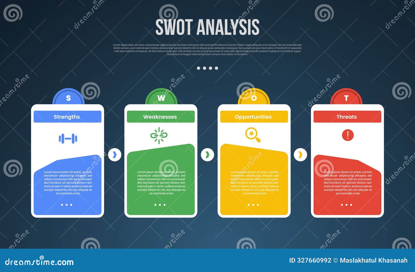 SWOT Business Analysis Infographic Template with Creative Linked Box ...