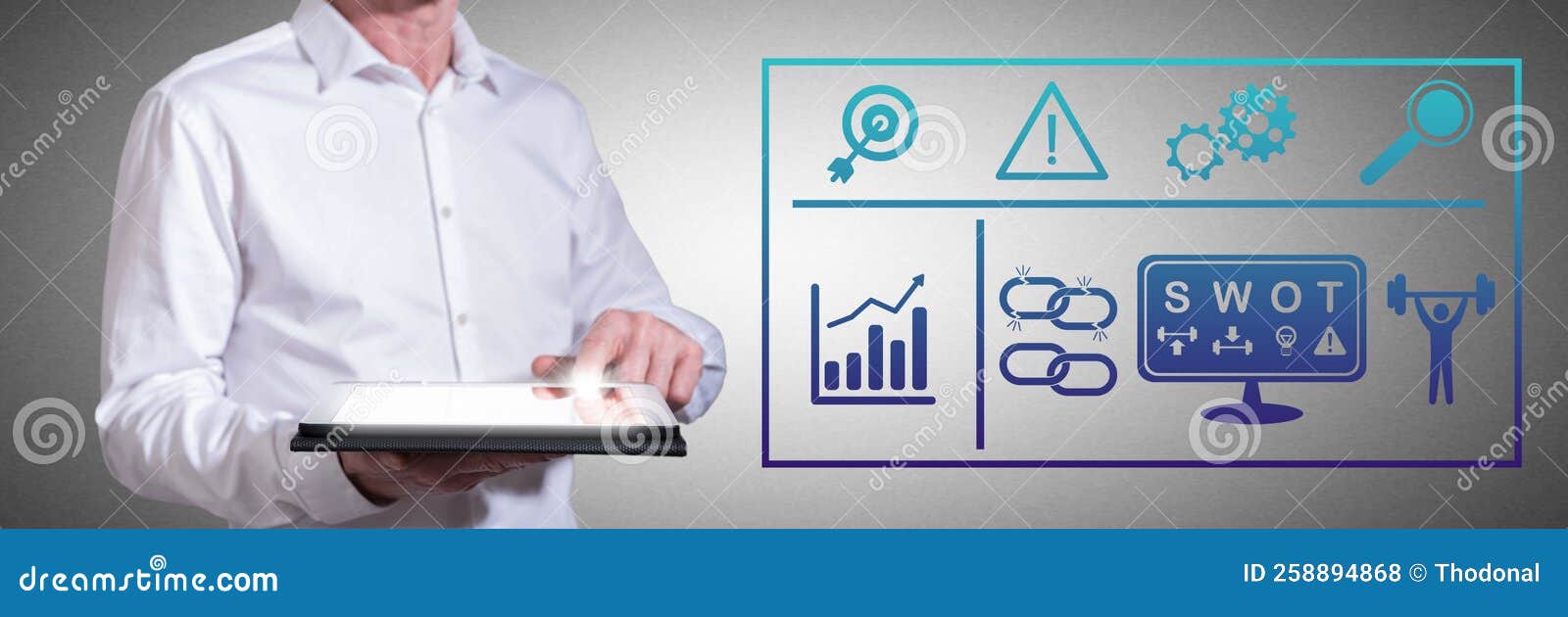 Swot Concept with Man Using a Tablet Stock Photo - Image of marketing ...
