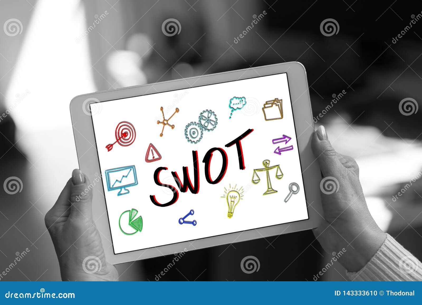 Swot concept on a tablet stock photo. Image of success - 143333610