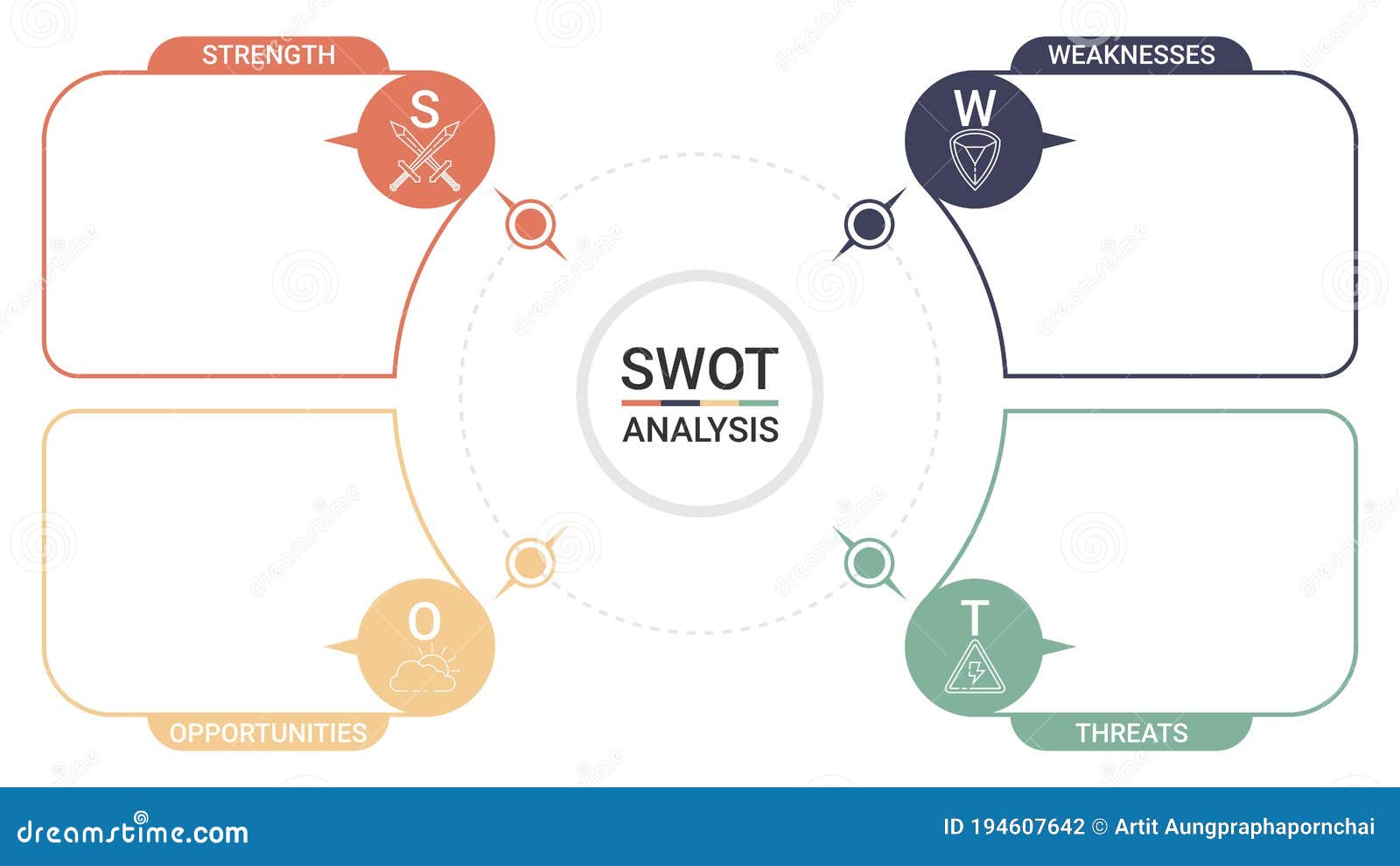 SWOT Diagram With 4 Rectangular Elements.Comparative Table, Analysis Of ...