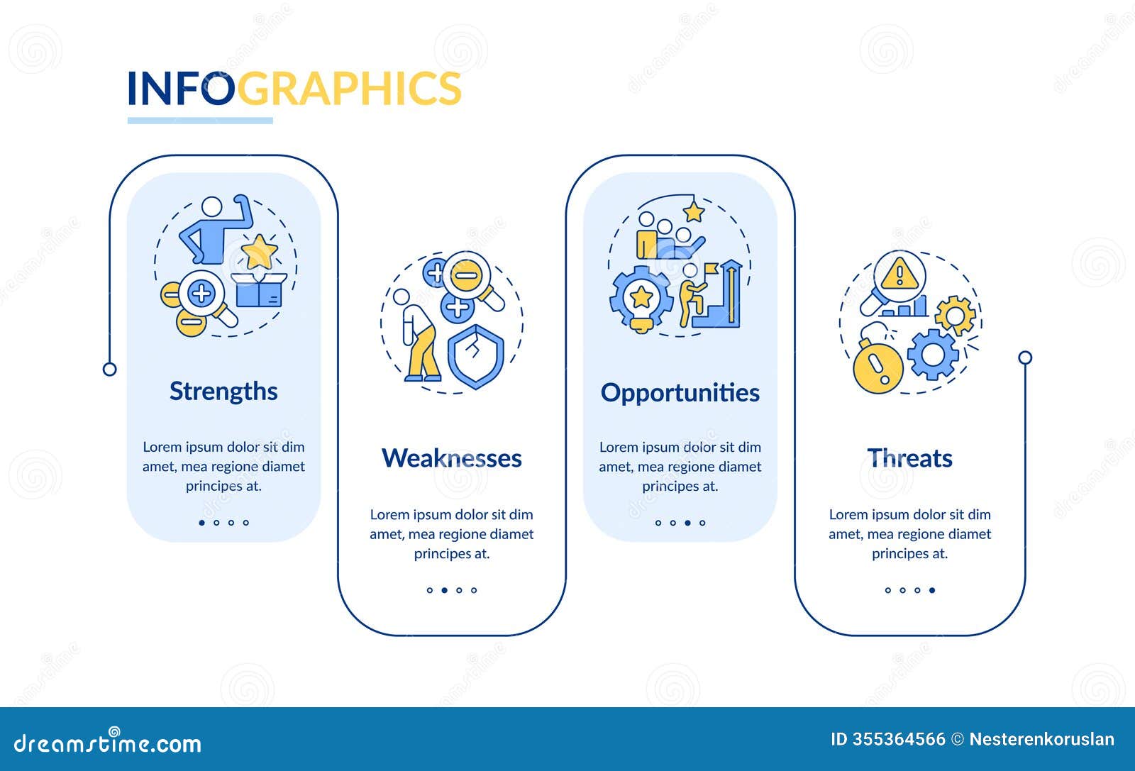 SWOT Strategy Rectangle Infographic Vector Stock Vector - Illustration ...