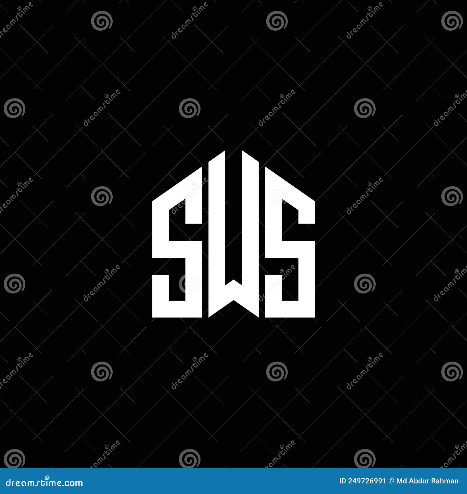 SWS Letter Logo Design on BLACK Background. SWS Creative Initials ...