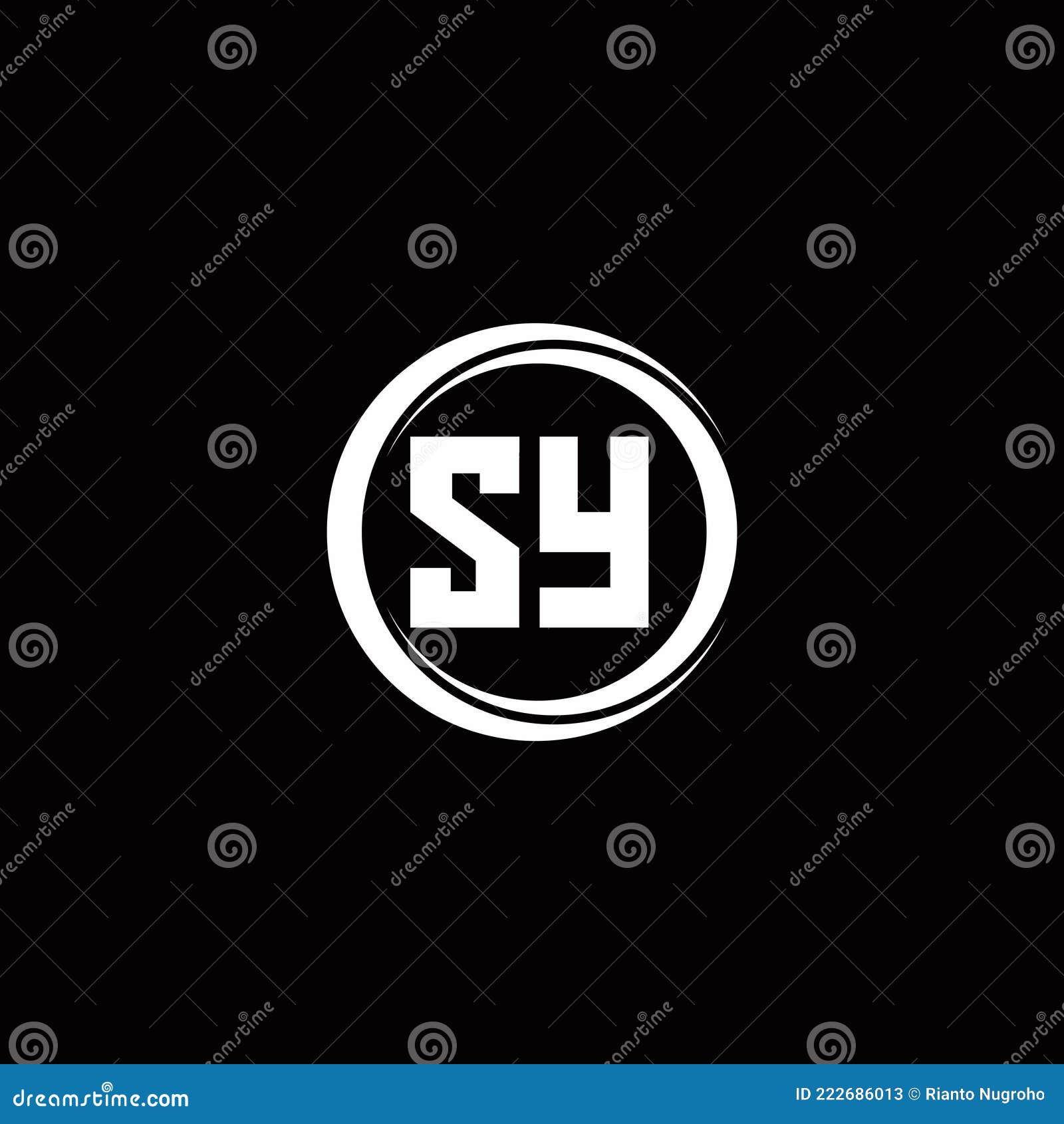 SY Logo Initial Letter Monogram with Circle Slice Rounded Design ...