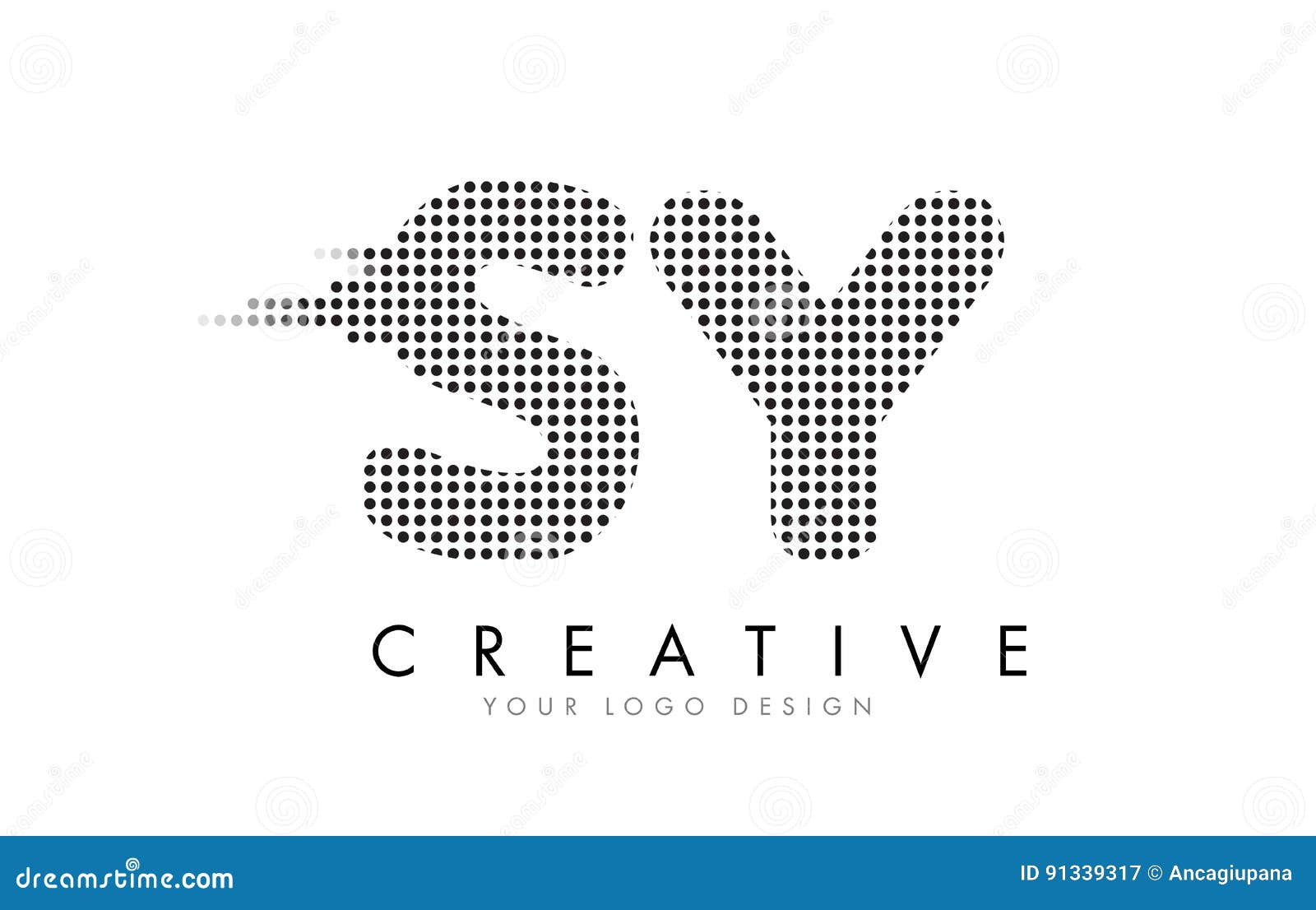 SY S Y Letter Logo with Black Dots and Trails. Stock Vector ...