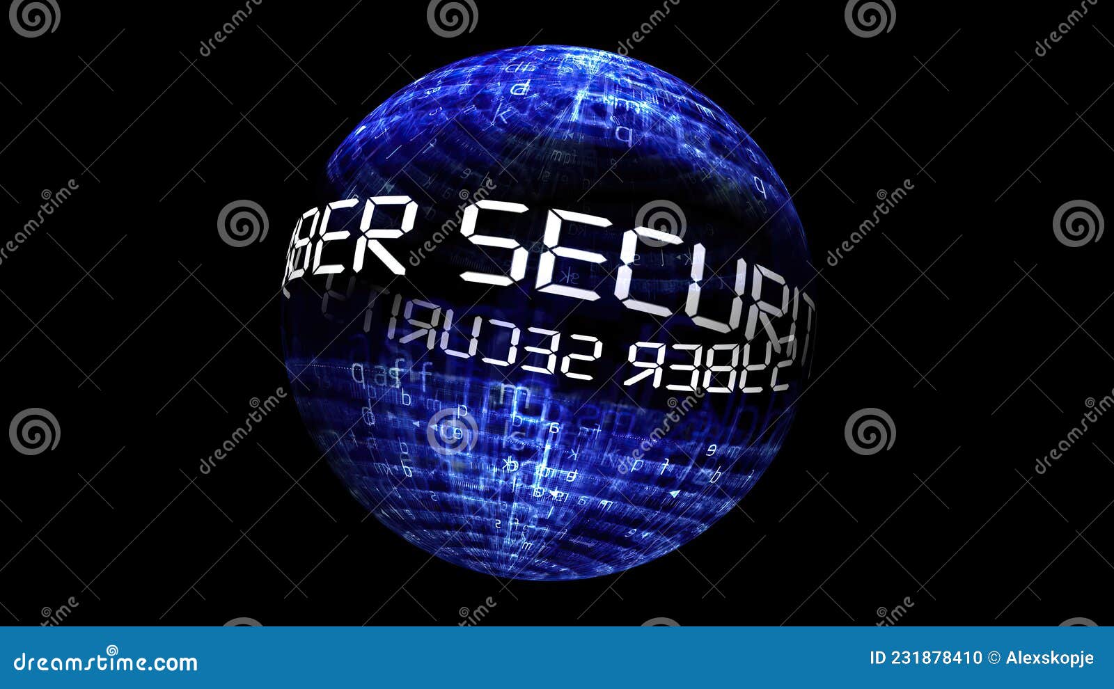 Syber Security Concept on Rotating Sphere Stock Illustration ...
