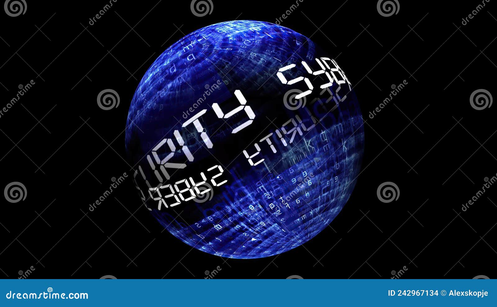 Syber Security Concept on Rotating Sphere Stock Illustration ...