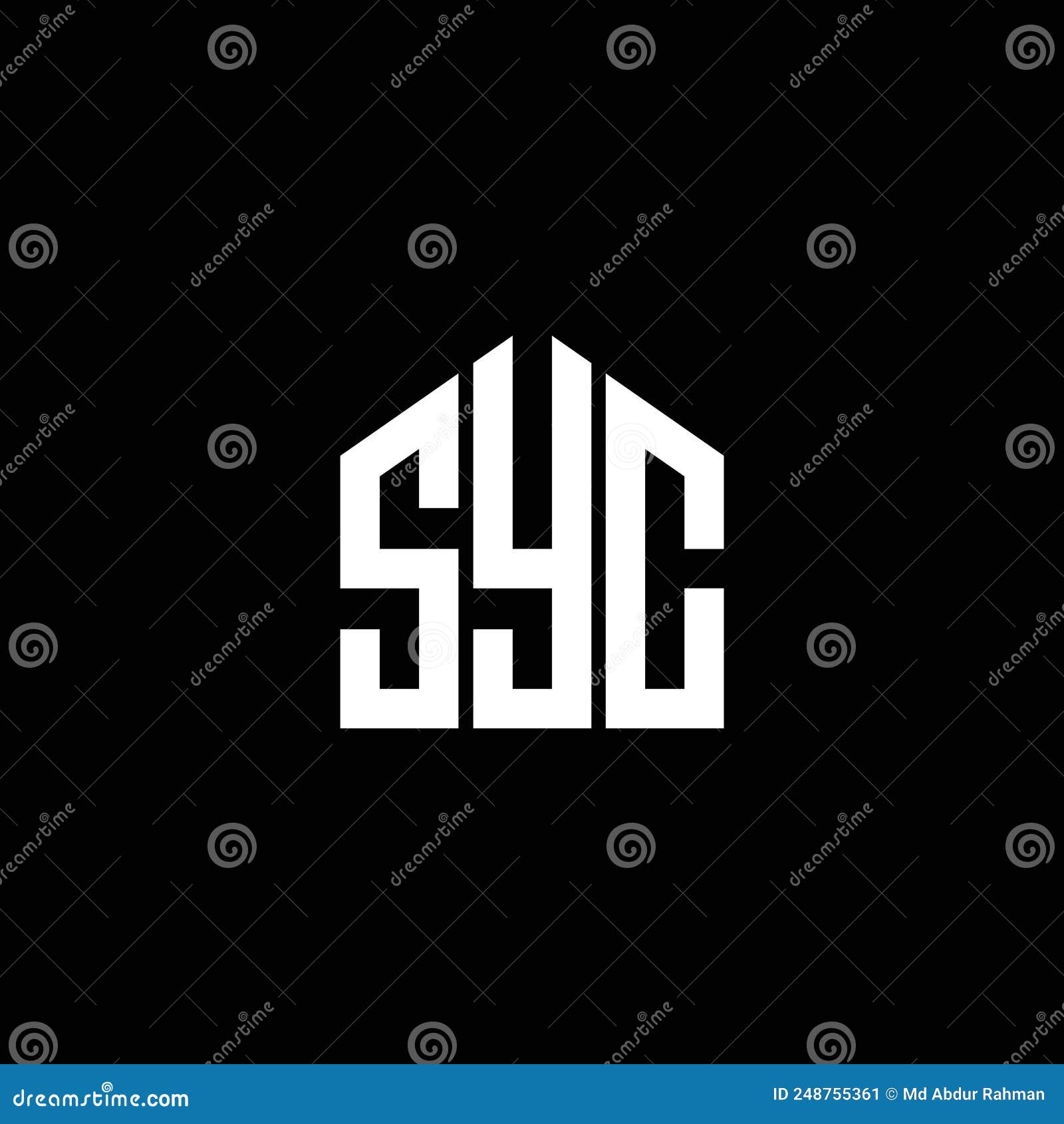 SYC Letter Logo Design on BLACK Background. SYC Creative Initials ...