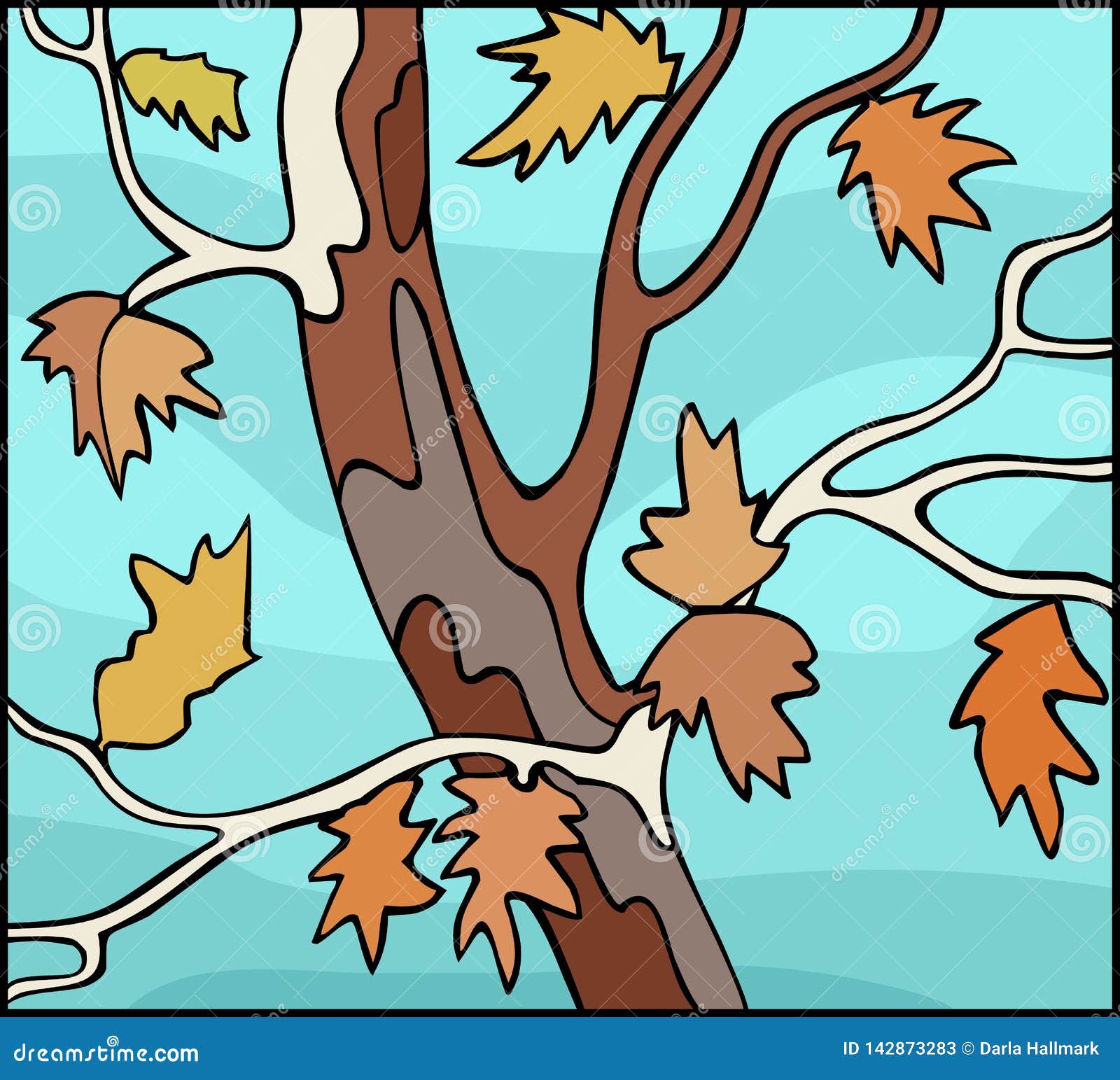 Sycamore tree in the fall stock vector. Illustration of design - 142873283