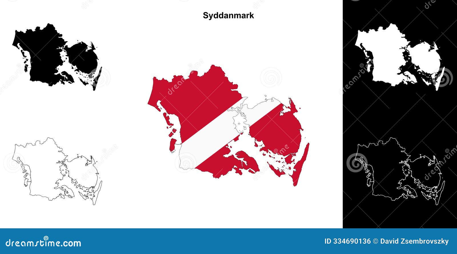 Syddanmark Outline Map Vector Illustration | CartoonDealer.com #334690136