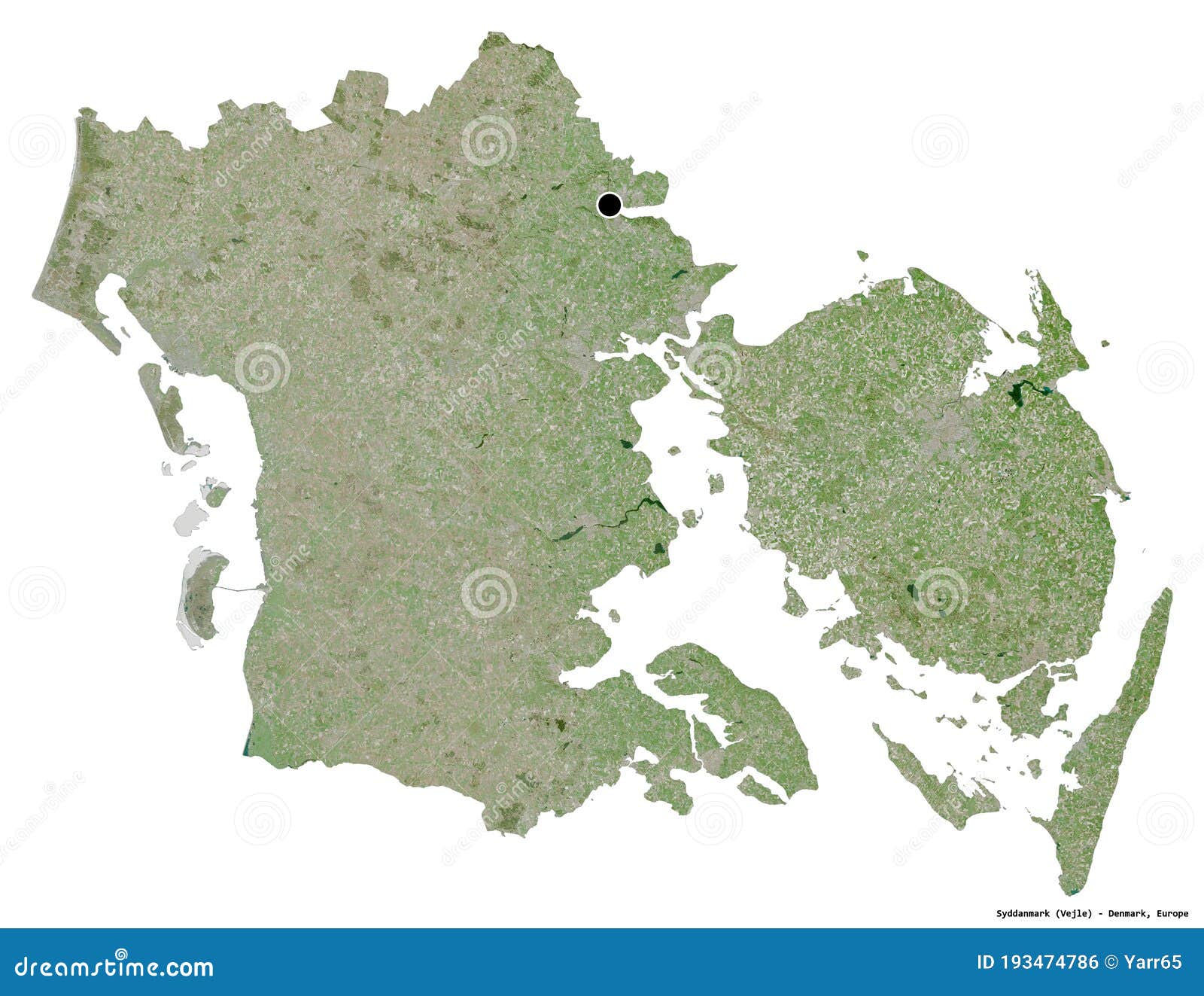 Syddanmark, Region of Denmark, on White. Satellite Stock Illustration ... Syddanmark, Region of Denmark, on White. Satellite Stock Illustration ...