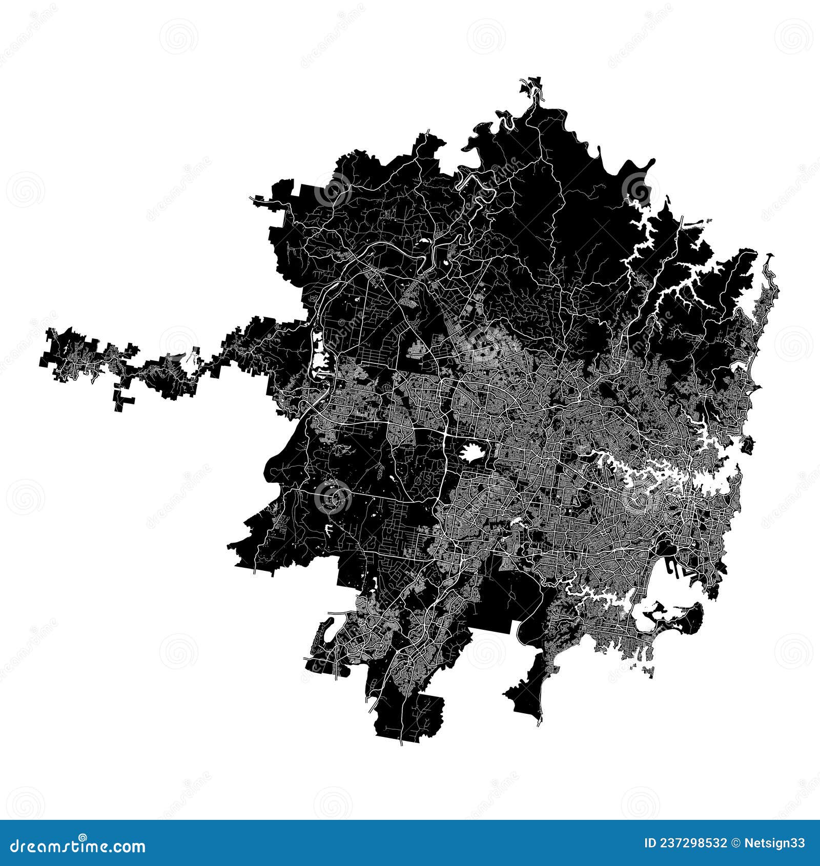 Sydney, Australia, Black and White High Resolution Vector Map Stock ...