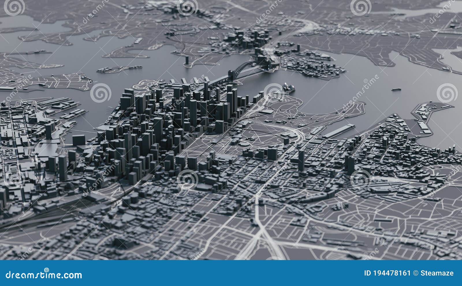 Sydney city 3d map. stock illustration. Illustration of geography ...