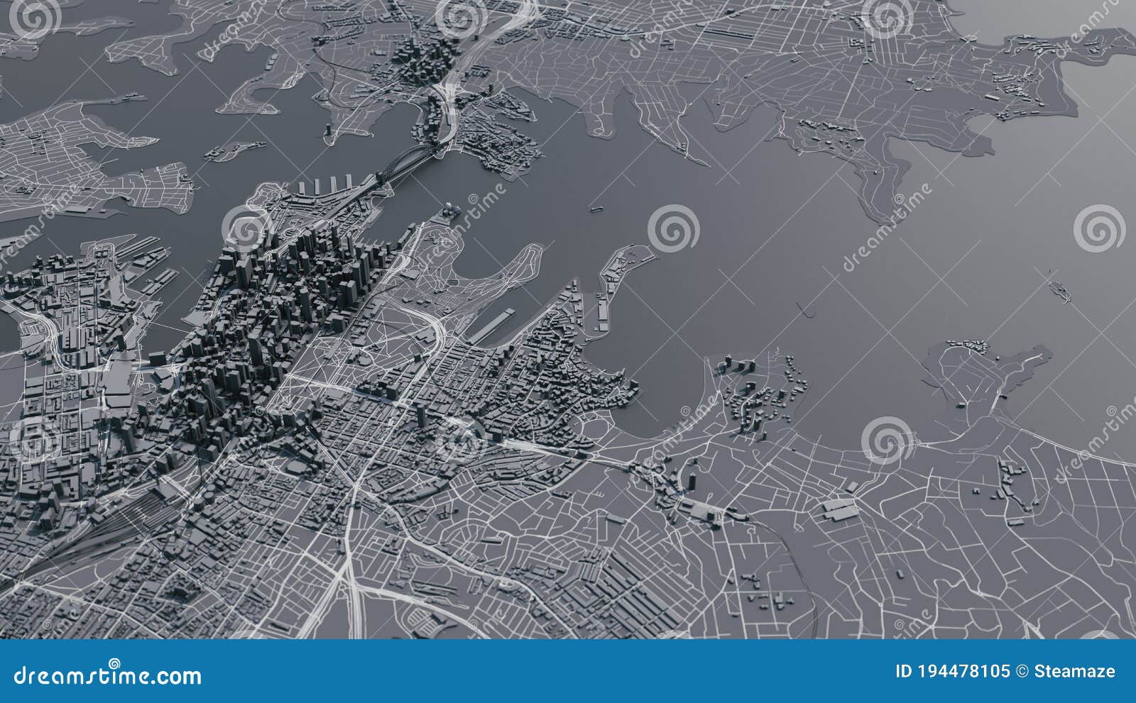 Sydney city 3d map. stock illustratie. Illustration of centrum - 194478105