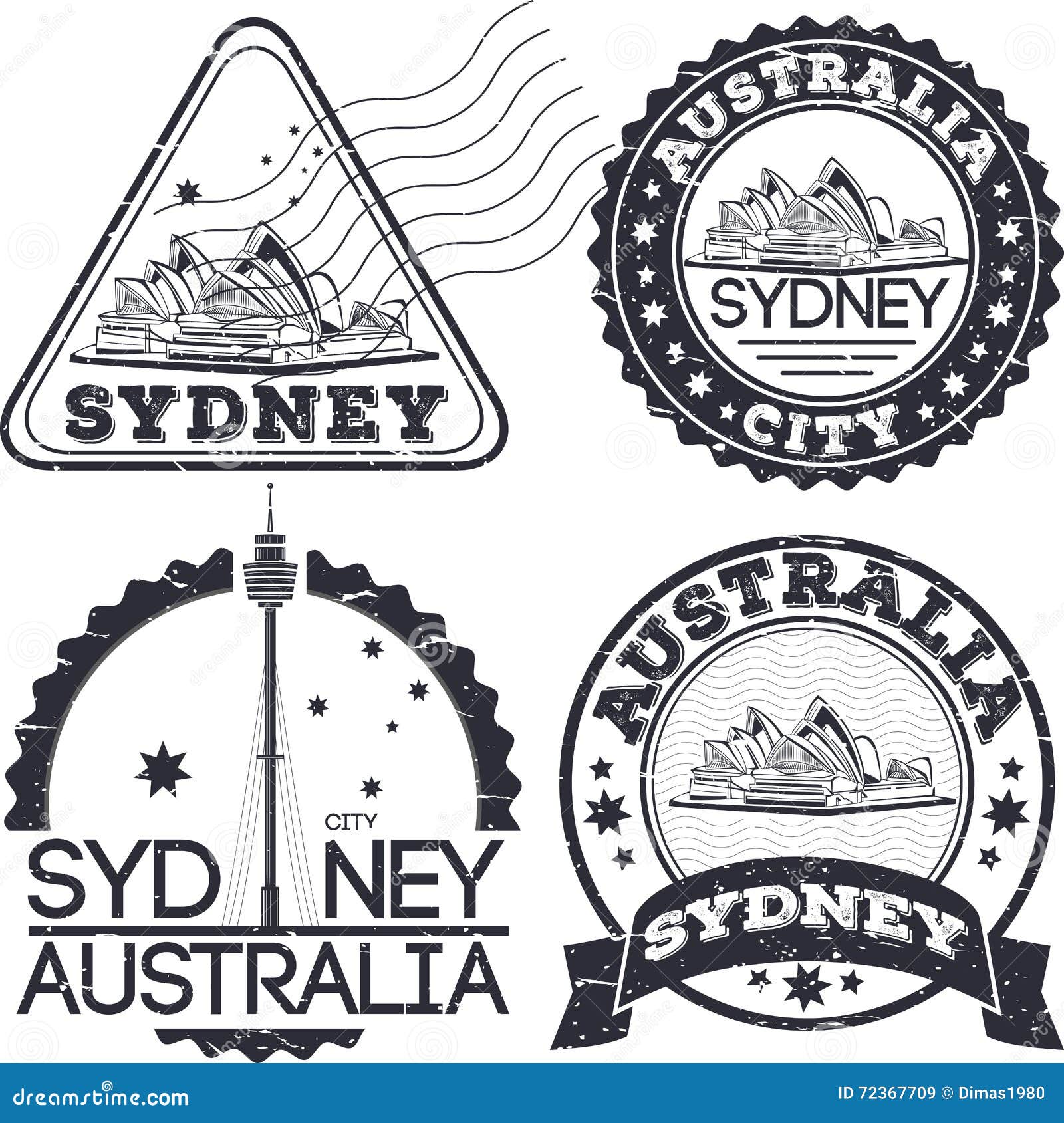 Sydney City Stamps Royalty-Free Cartoon | CartoonDealer.com #72367709