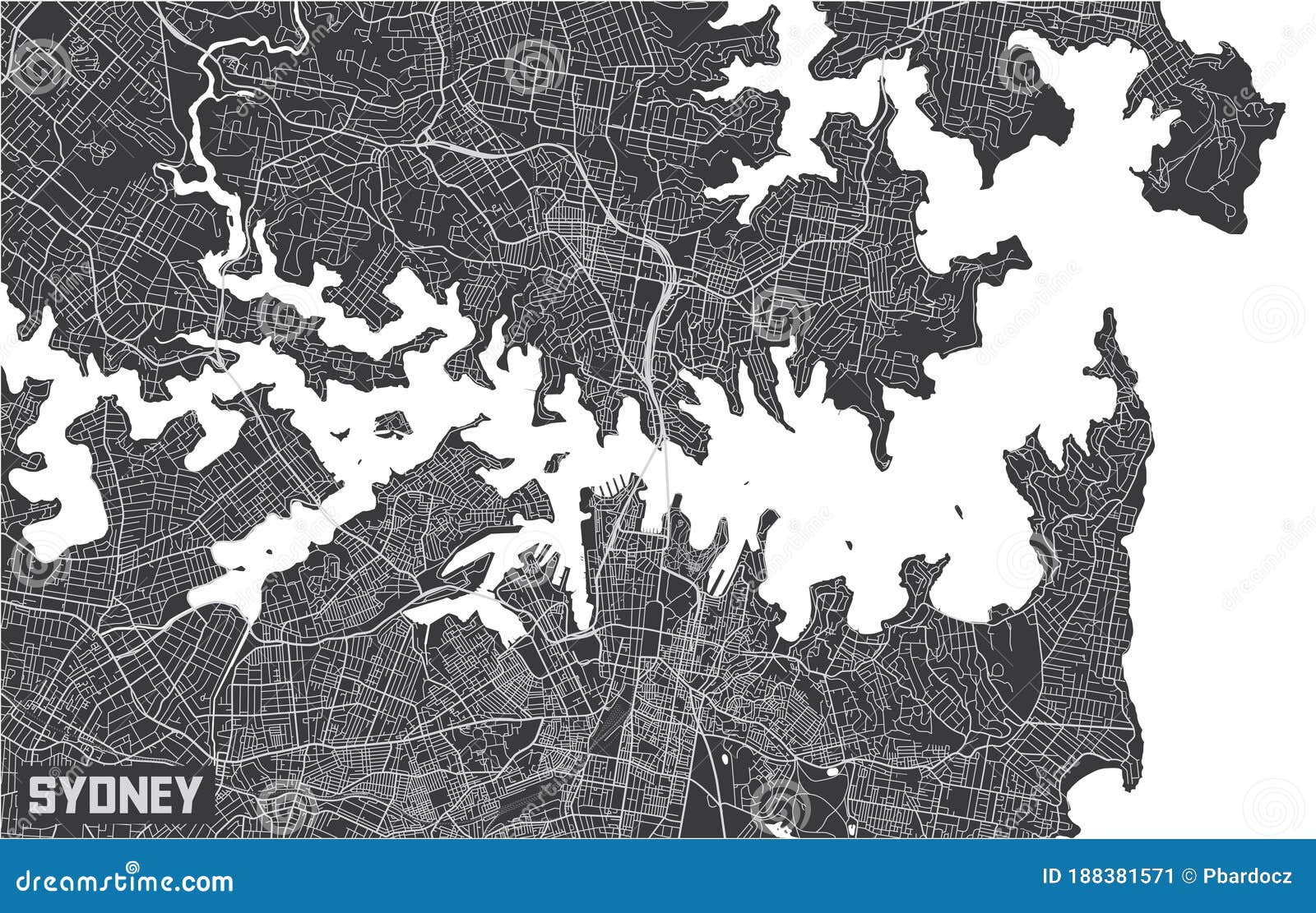 Minimalistic Sydney City Map Poster Design. Stock Vector - Illustration ...