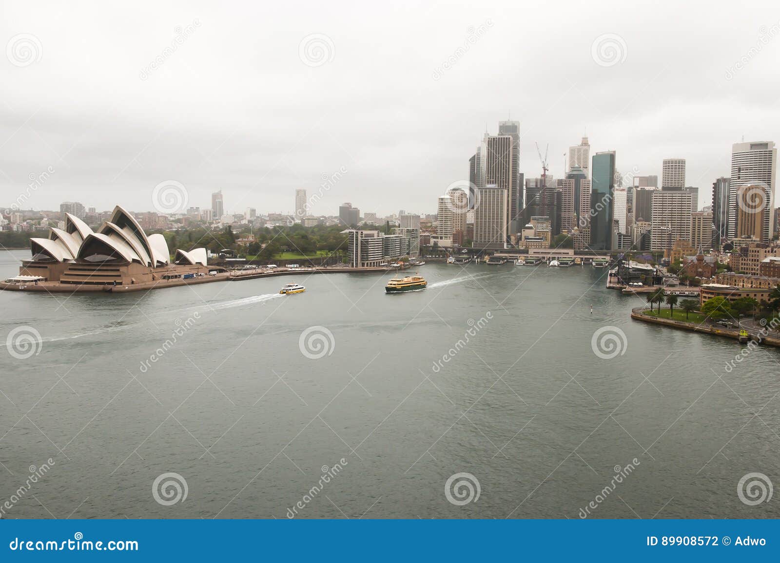 Sydney Harbor Bay And Sydney Downtown Skyline With Opera House In A ...