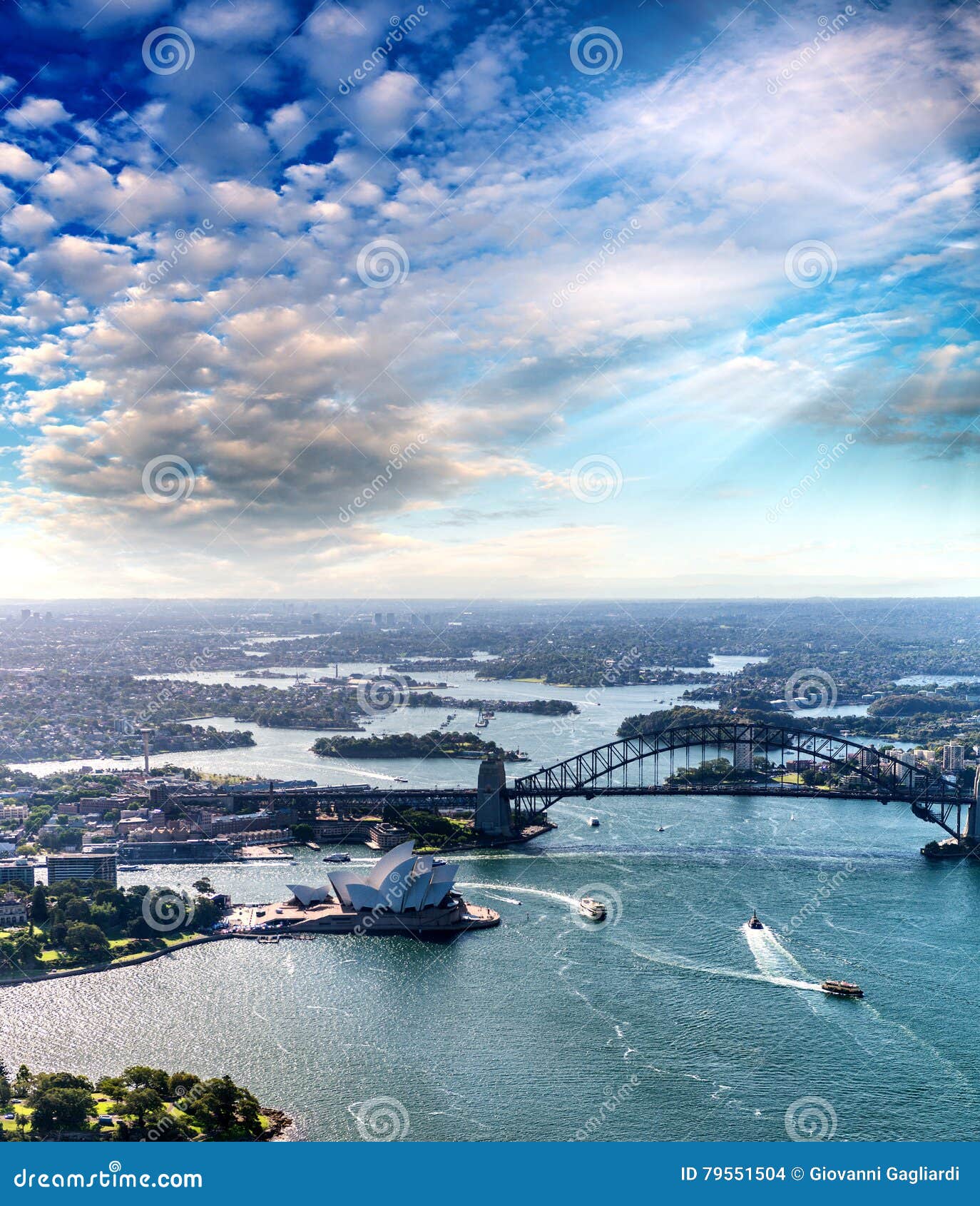 Sydney Harbour Aerial View at Sunset Editorial Stock Image - Image of ...