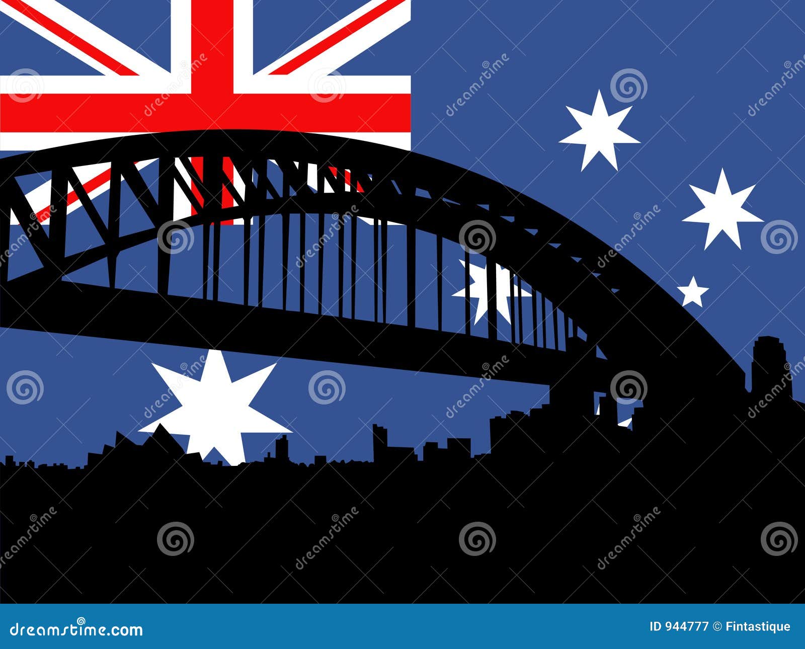 Sydney harbour bridge stock vector. Illustration of flag - 944777