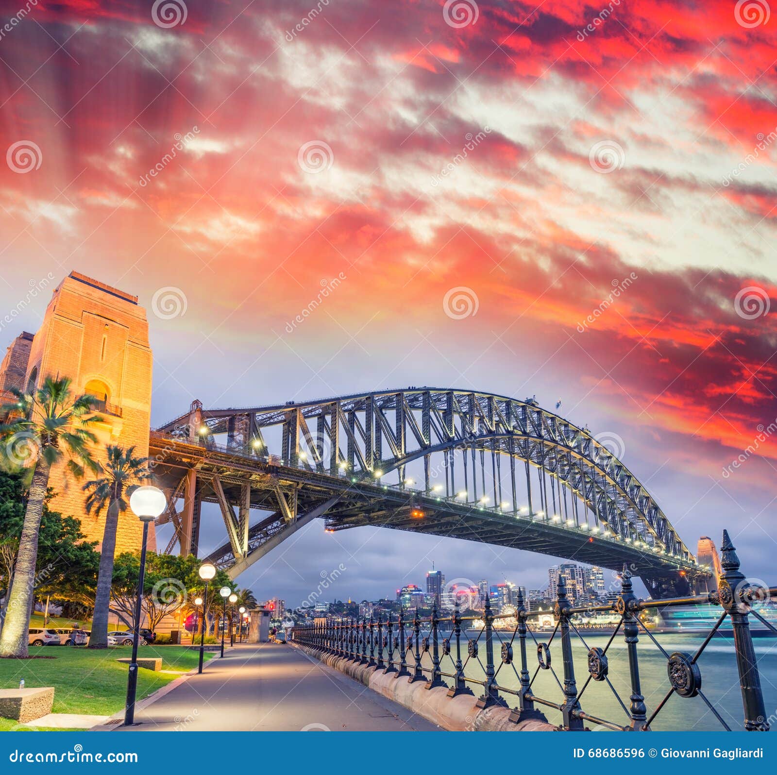 Sydney Harbour Bridge with a Beautiful Sunset, NSW - Australia Stock ...
