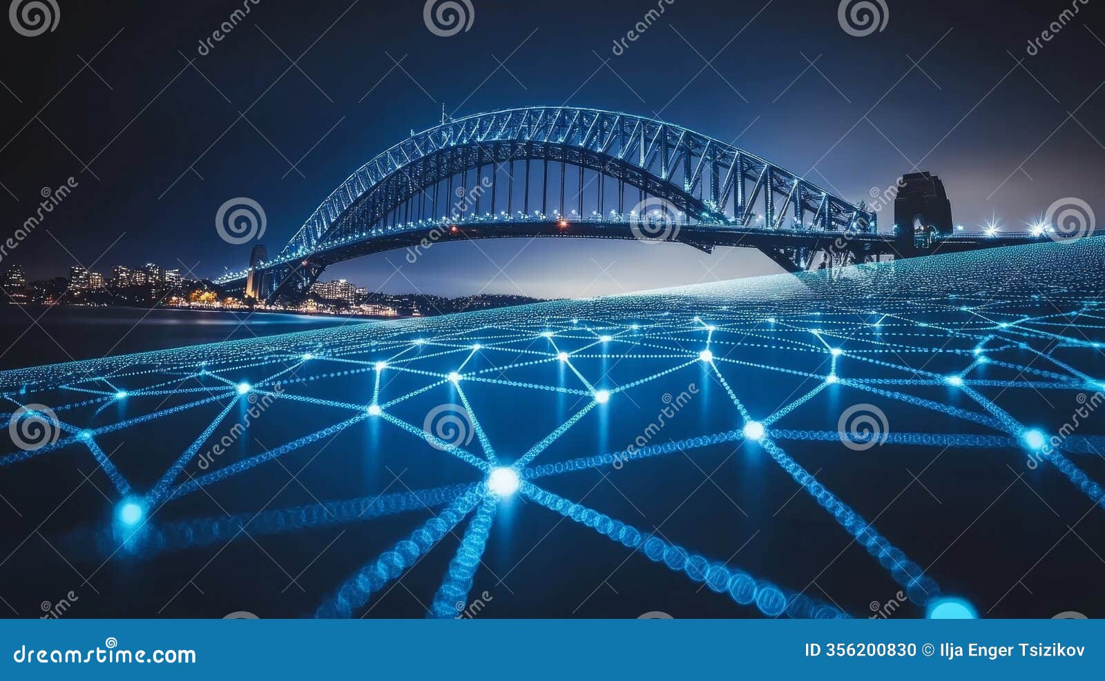 Sydney Harbour Bridge Integrated in a Digital Network, Concept of Smart ...